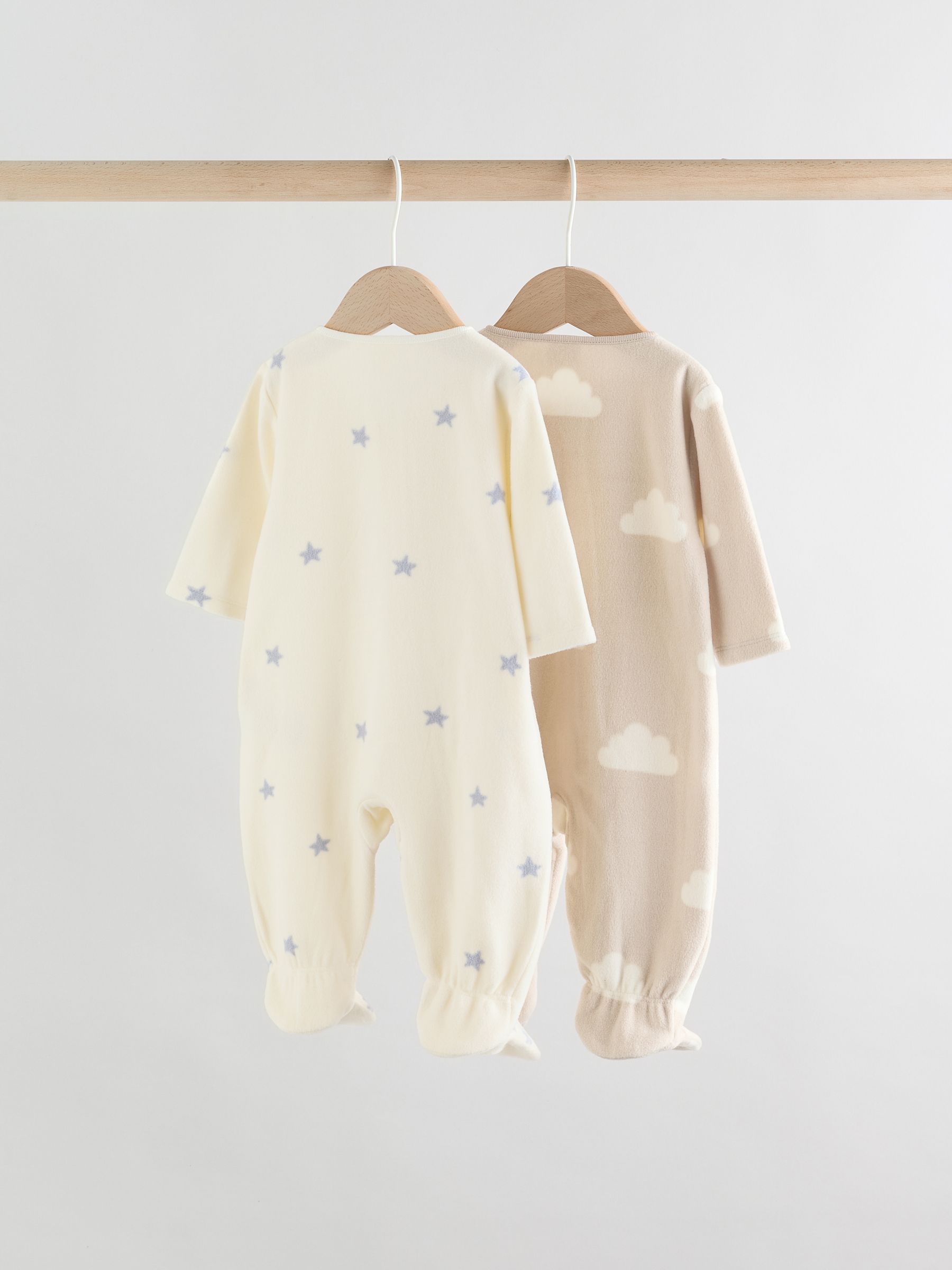 Buy Neutral - Baby Micro Fleece Two Way Zip Sleepsuits 2 Pack from Next ...