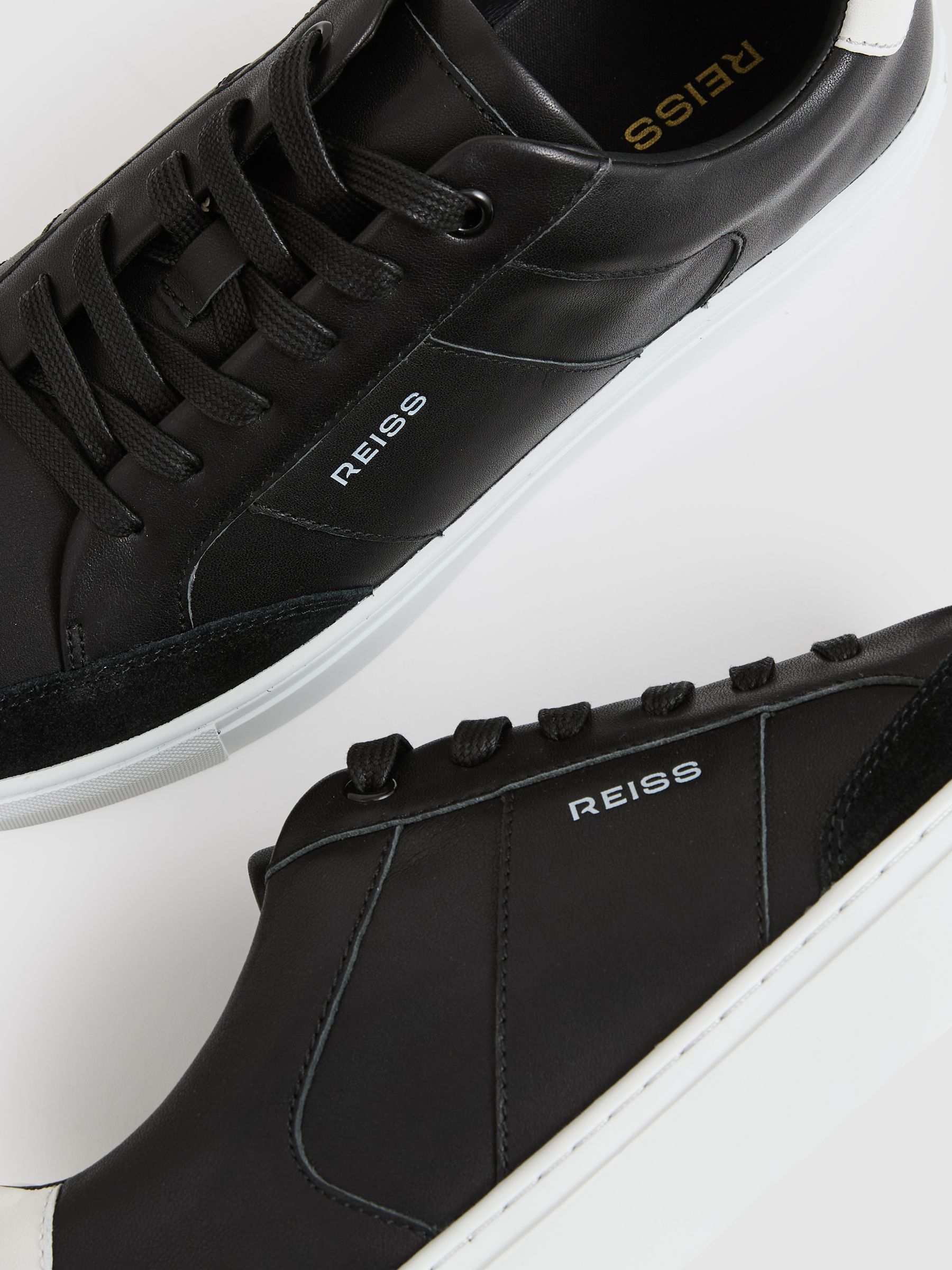 Buy Reiss Black Ashton Suede Toe Cap Leather Trainers from the Next UK ...