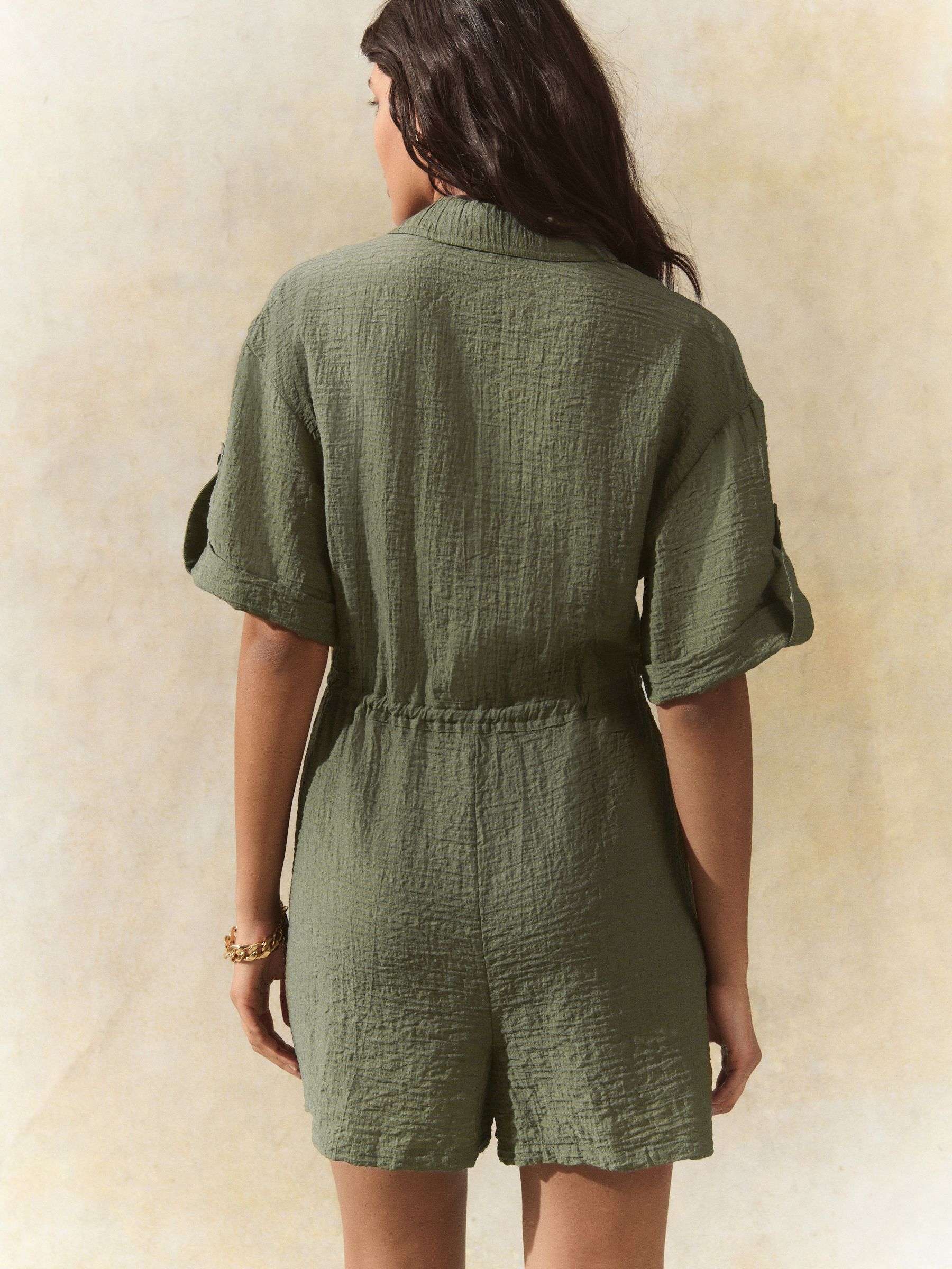 Buy Khaki Green Short Sleeve Textured Utility Playsuit from the Next UK ...
