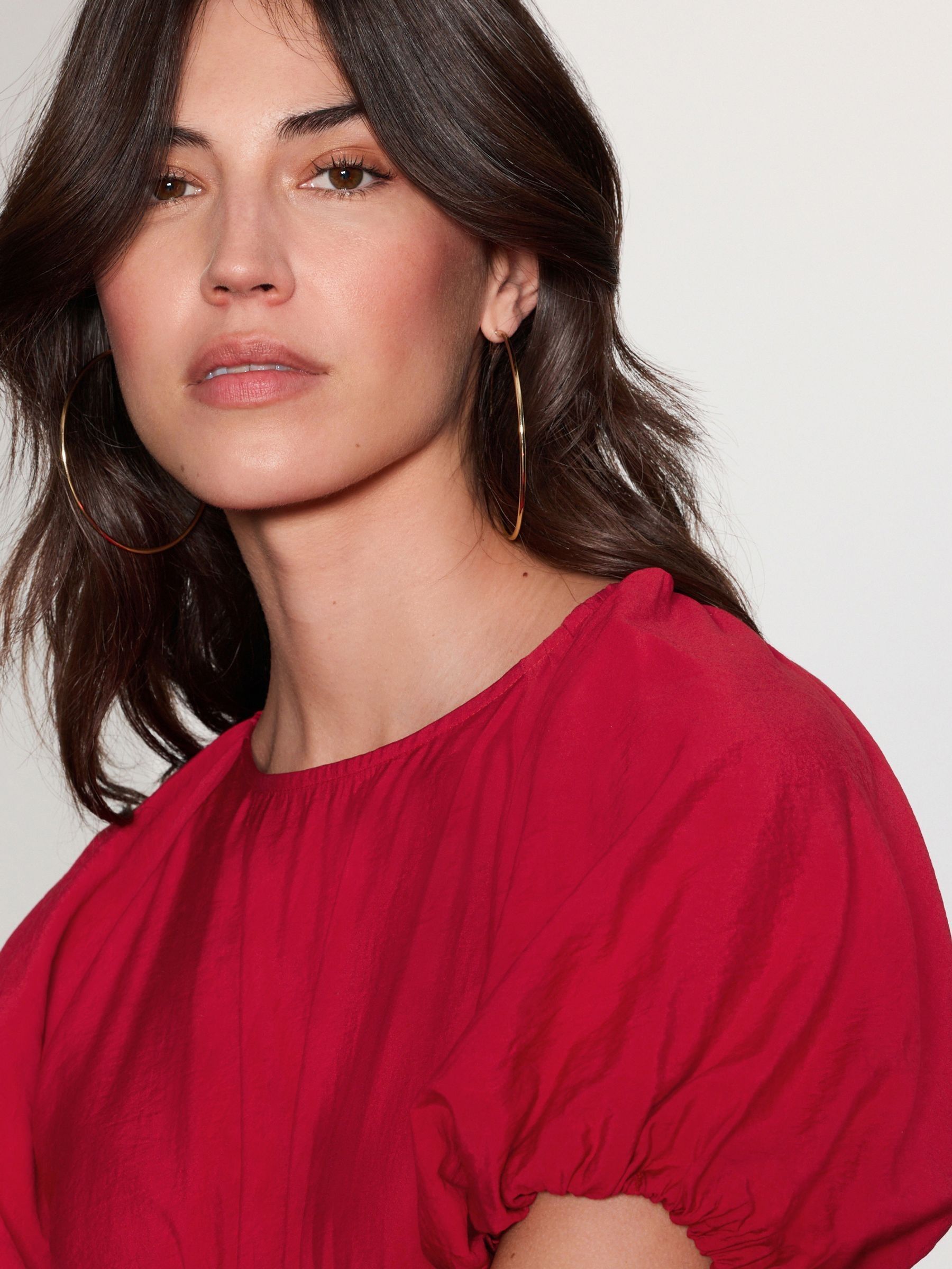 Buy Bright Red Puff Sleeve Midi Dress from Next Ireland