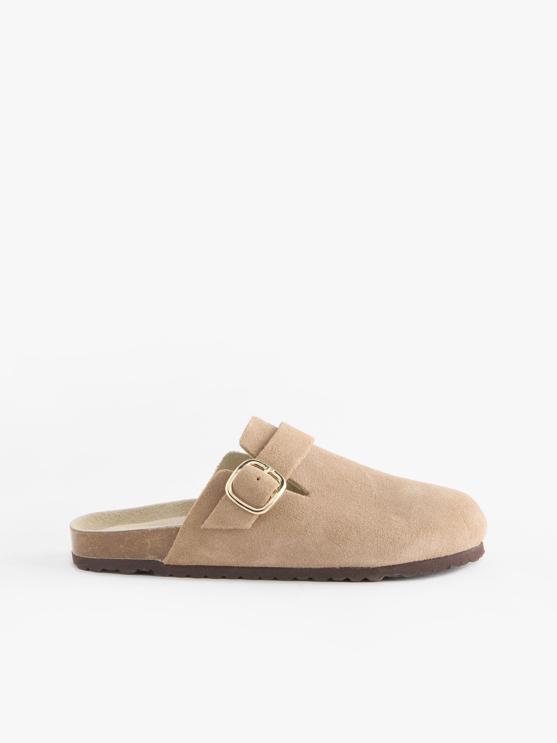 Buy Neutral Extra Wide Fit Leather Footbed Clogs from the Next UK ...