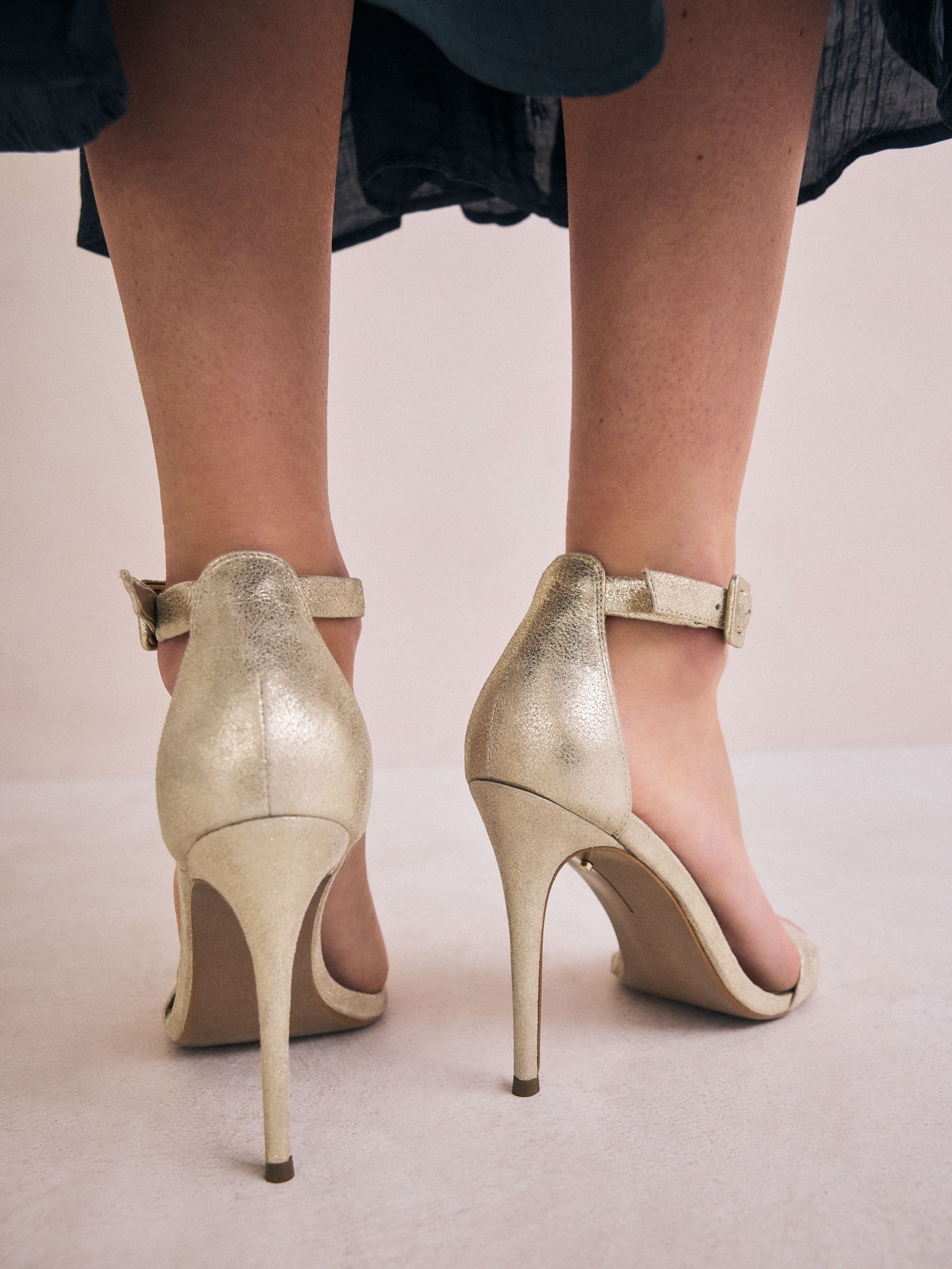 Buy Gold Signature Premium Leather High Round Toe Simple Sandals from ...