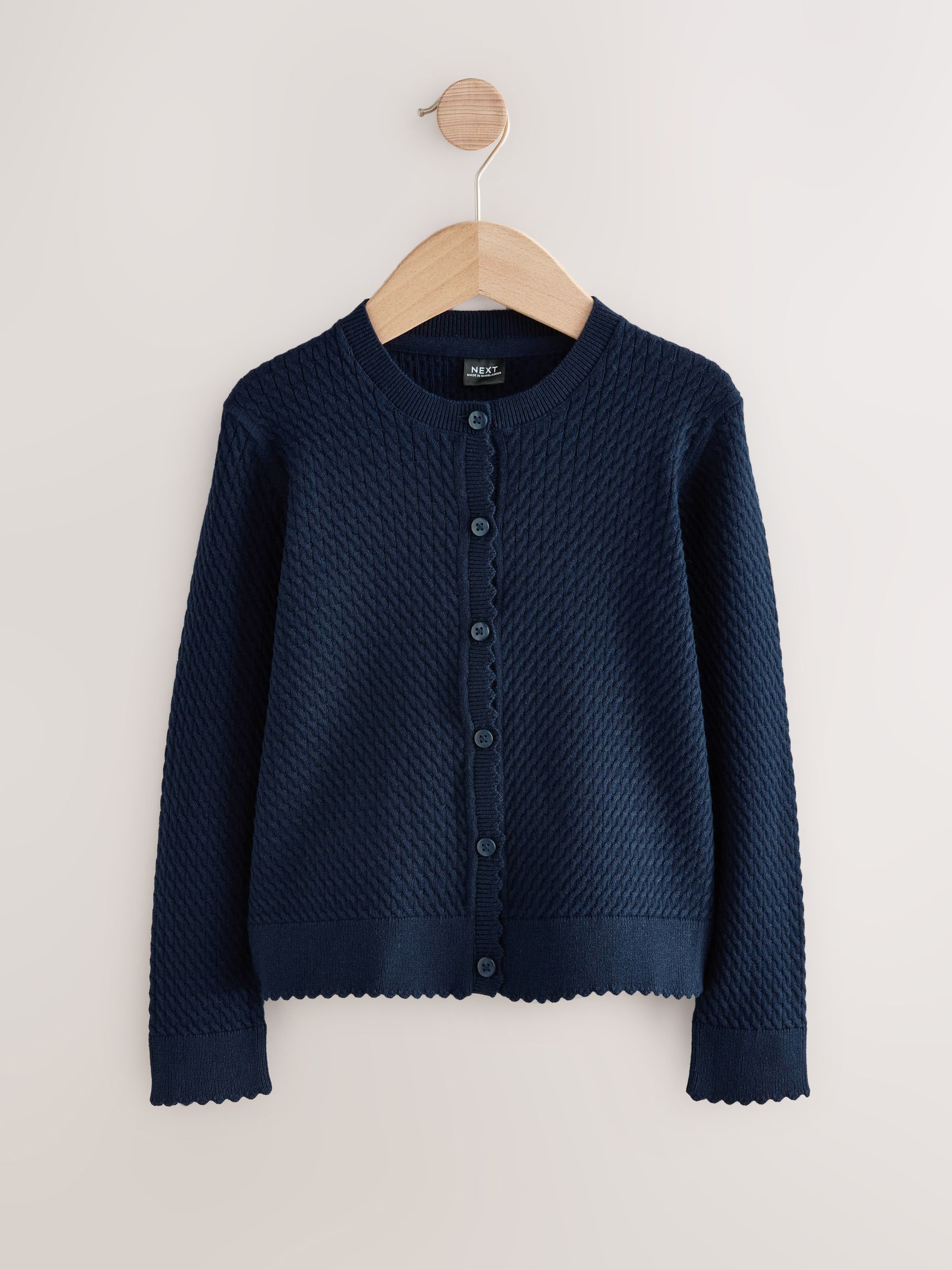 Buy Navy Cotton Rich Cable Knit School Cardigan (3-16yrs) from Next ...