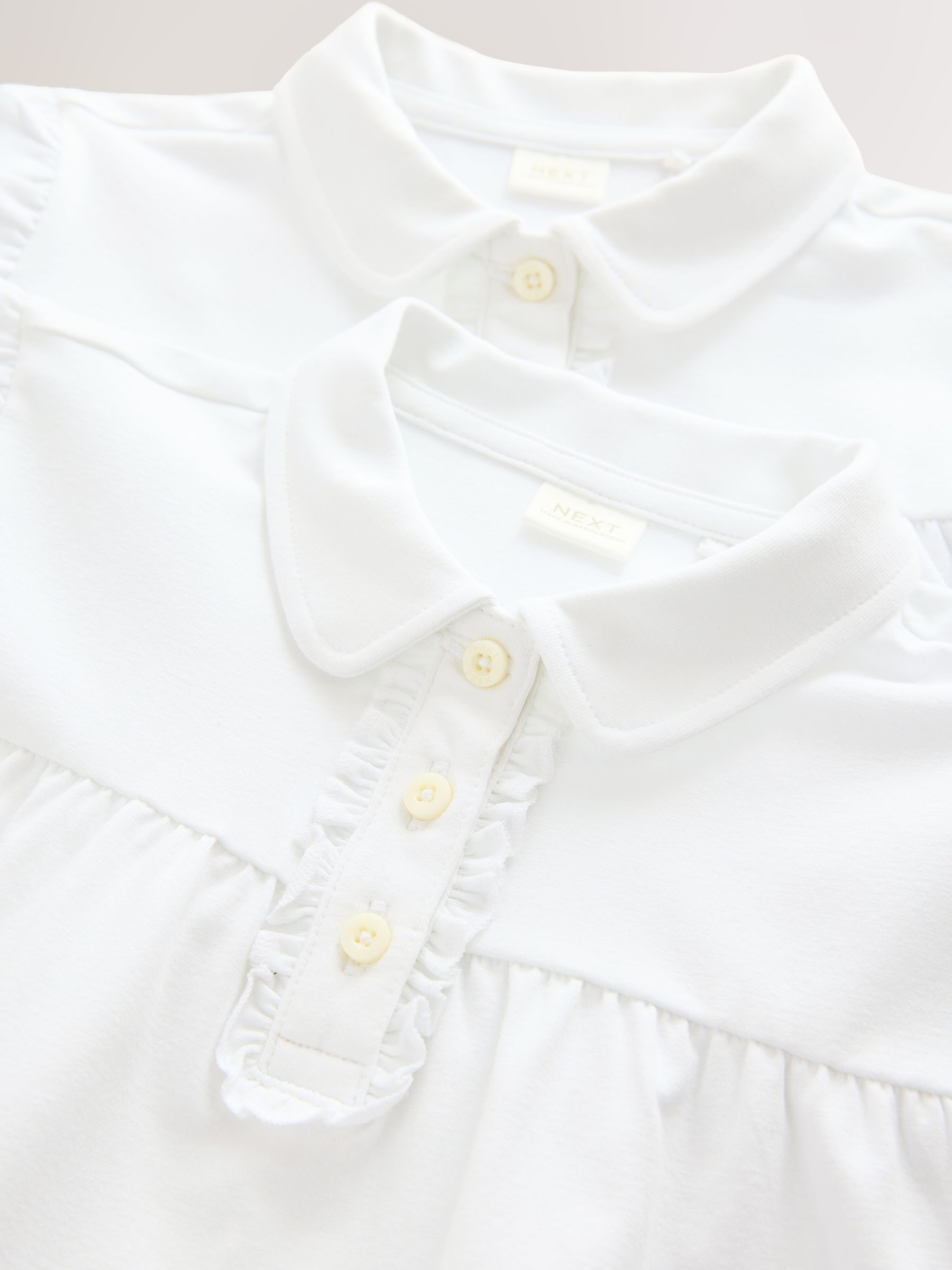 Buy White - Cotton Stretch Frill Shoulder School Polo Tops 2 Pack (3 ...