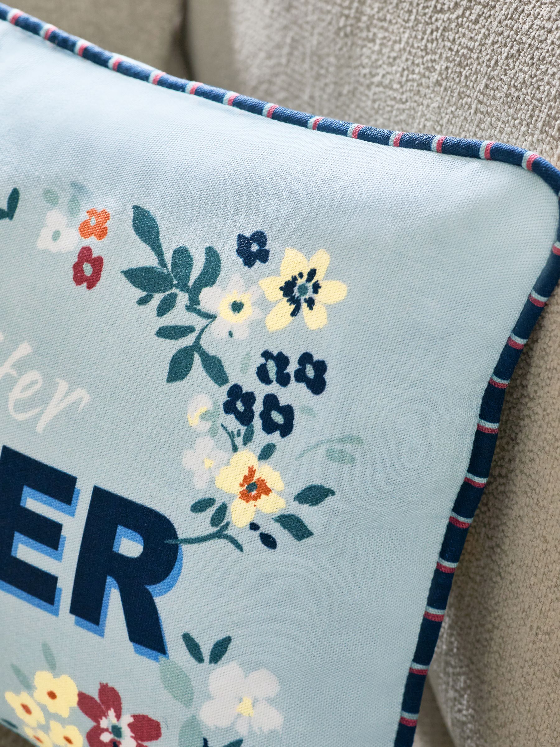 Buy Blue Help For Heroes Always Better Together Floral Slogan Cushion ...