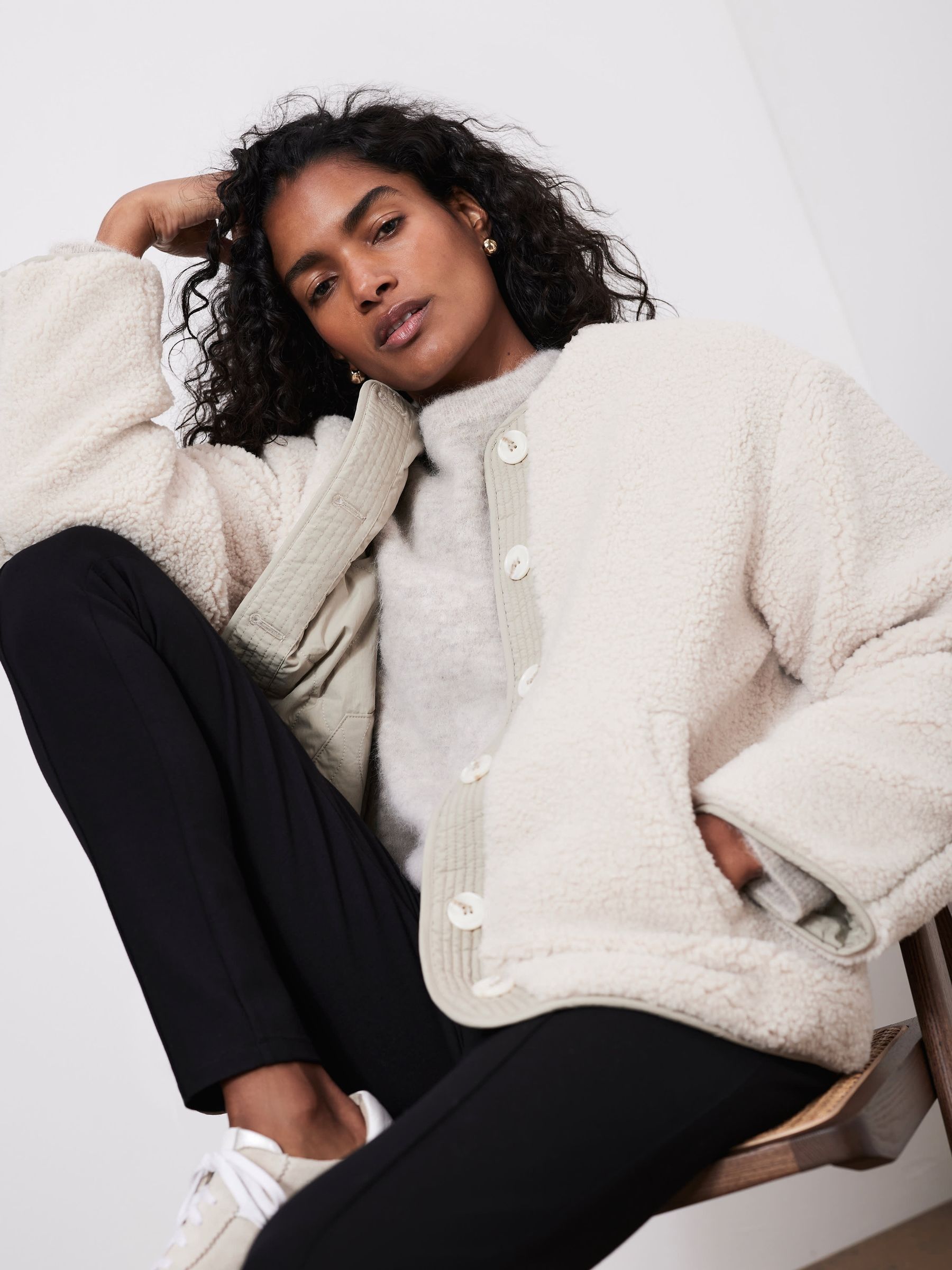 Buy Mint Velvet White Borg Reversible Jacket from Next Ireland