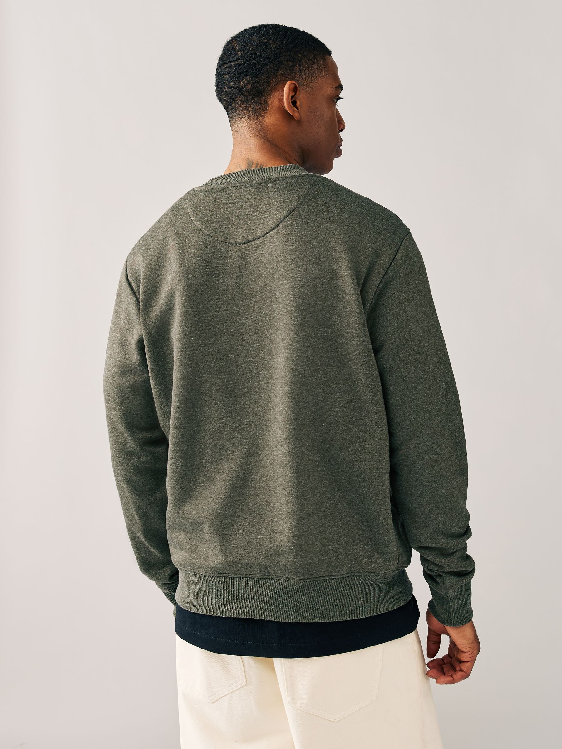 Buy Green Marl - Rich Jersey Crew Sweatshirt from Next Bangladesh
