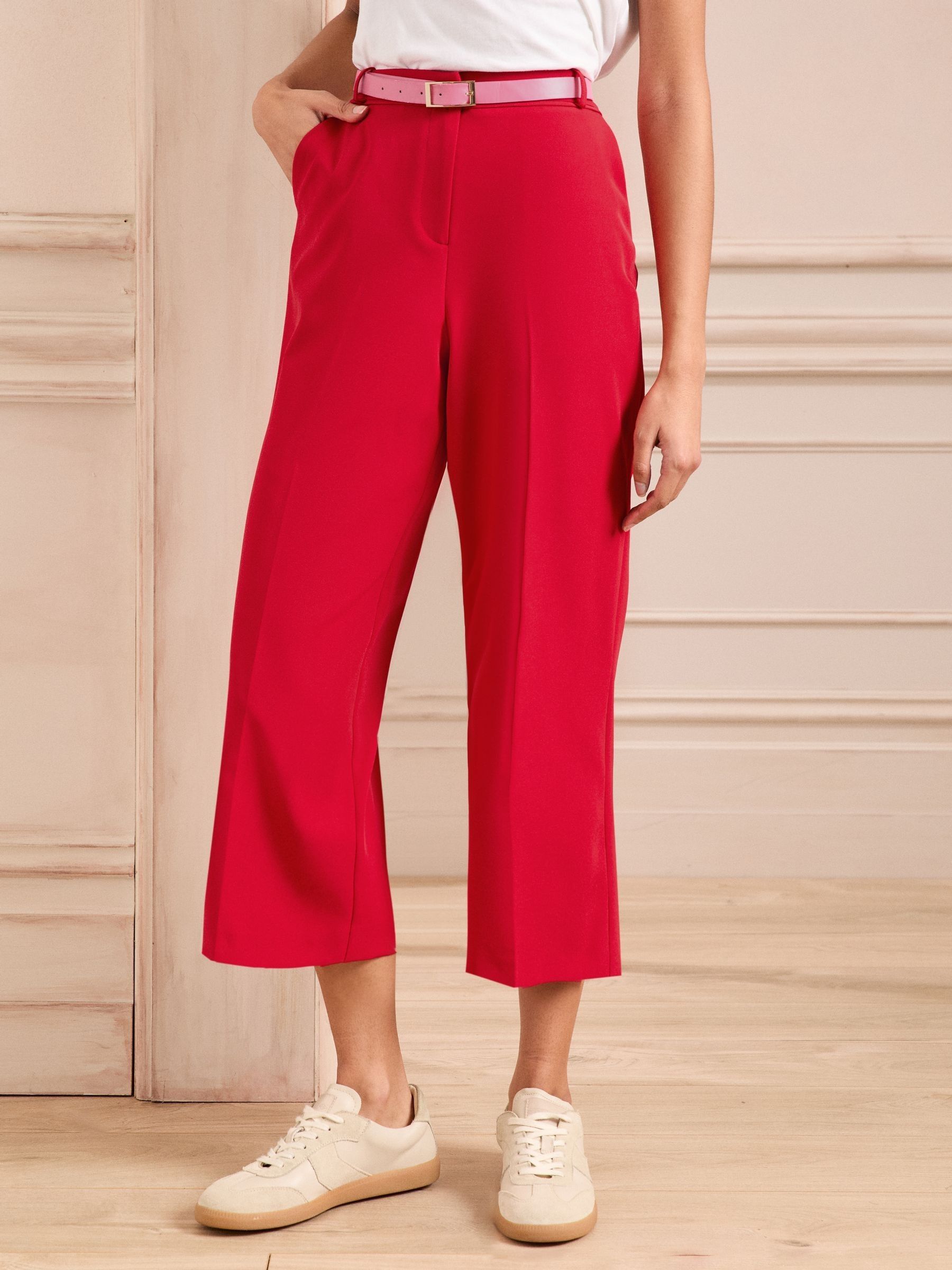Buy Love & Roses Red Cropped Pleat Front Eve Tailored Trousers from the ...