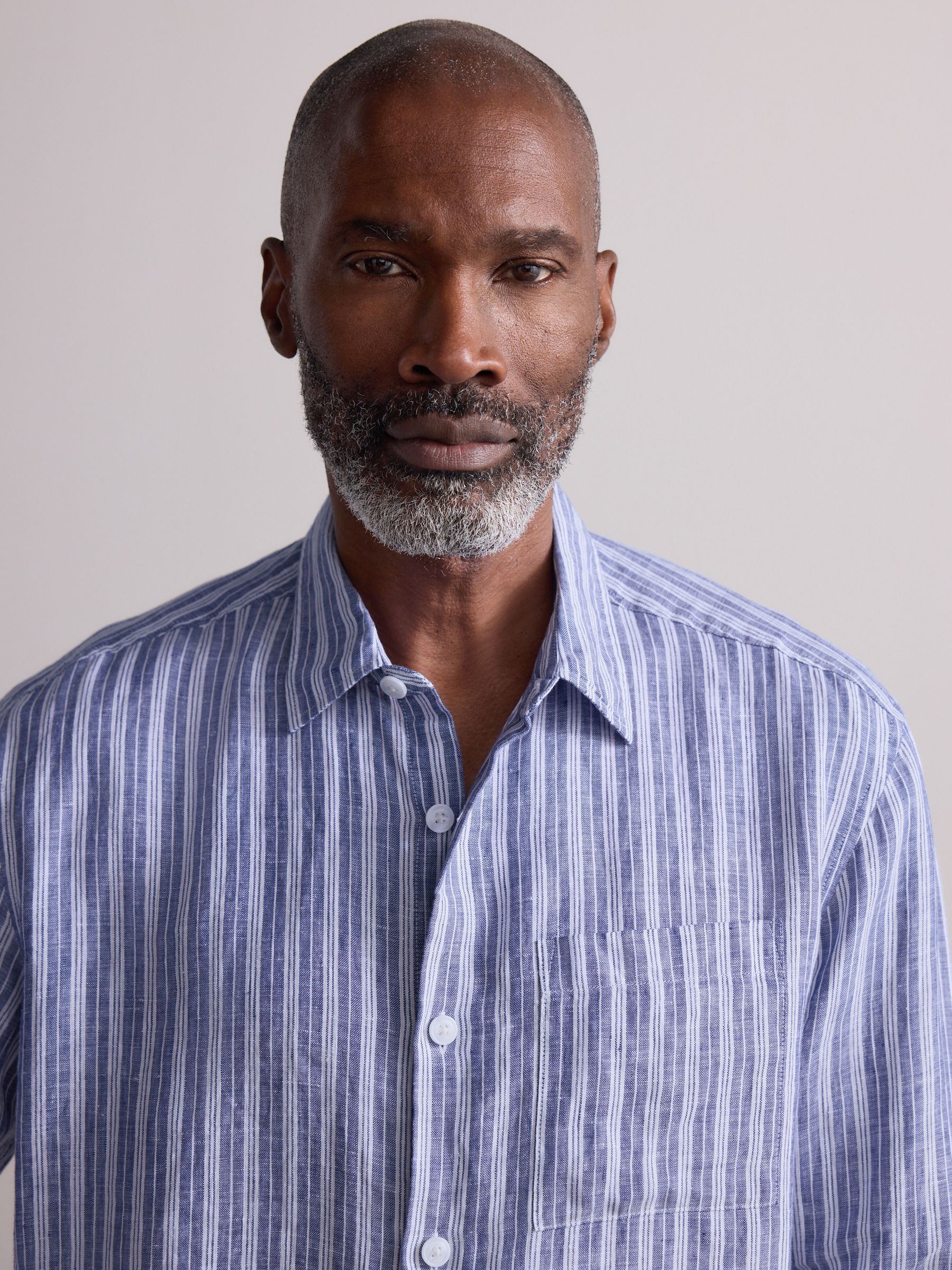 Buy Blue Signature 100% Linen Stripe Long Sleeve Shirt from the Next UK ...