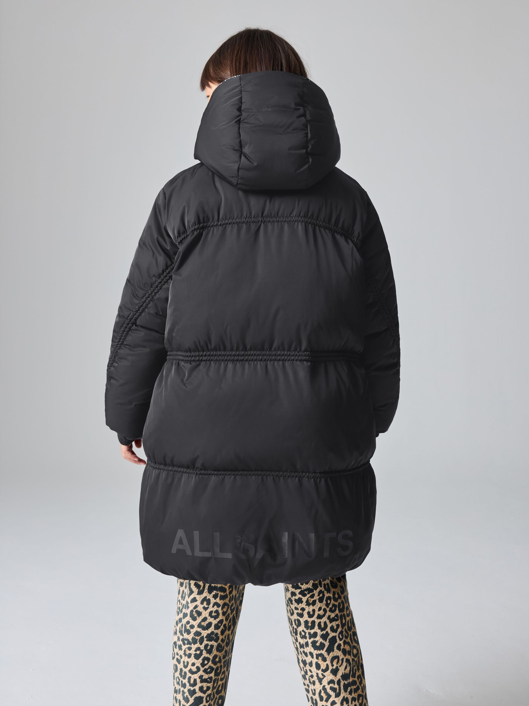 Buy smALLSAINTS Black Ruched Longline Padded Coat from the Next UK ...