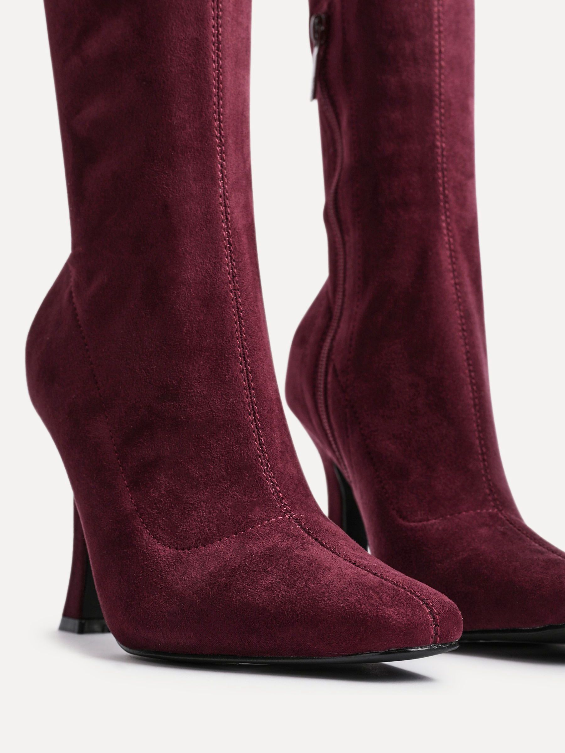 Buy Linzi Red Gabrielle High Leg Stretch Faux Suede Boots from the Next ...
