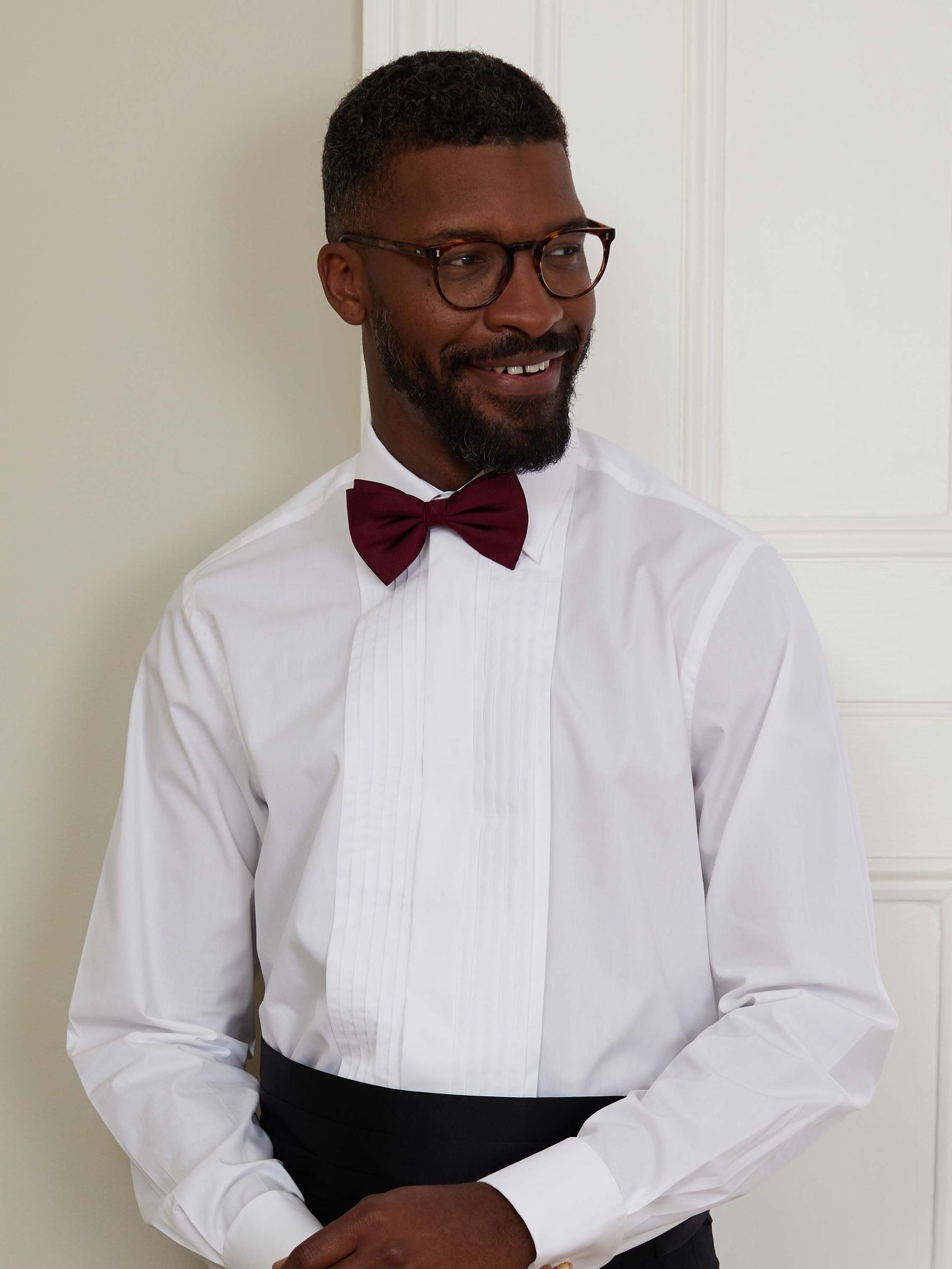 Buy Savile Row Company White Cotton Pleat Fly Front Classic Fit Shirt ...