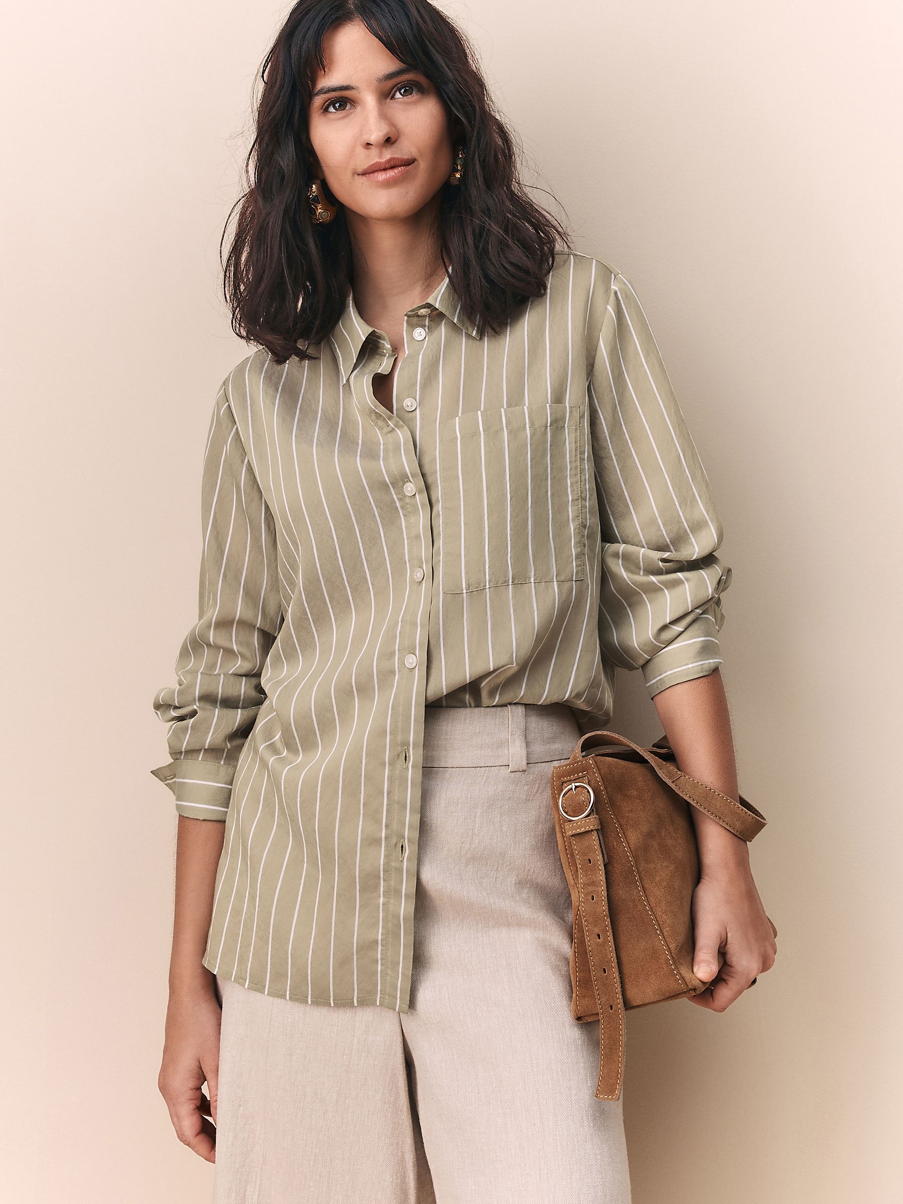 Buy Green/White Stripe Long Sleeve Lightweight Button Down Shirt from Next USA