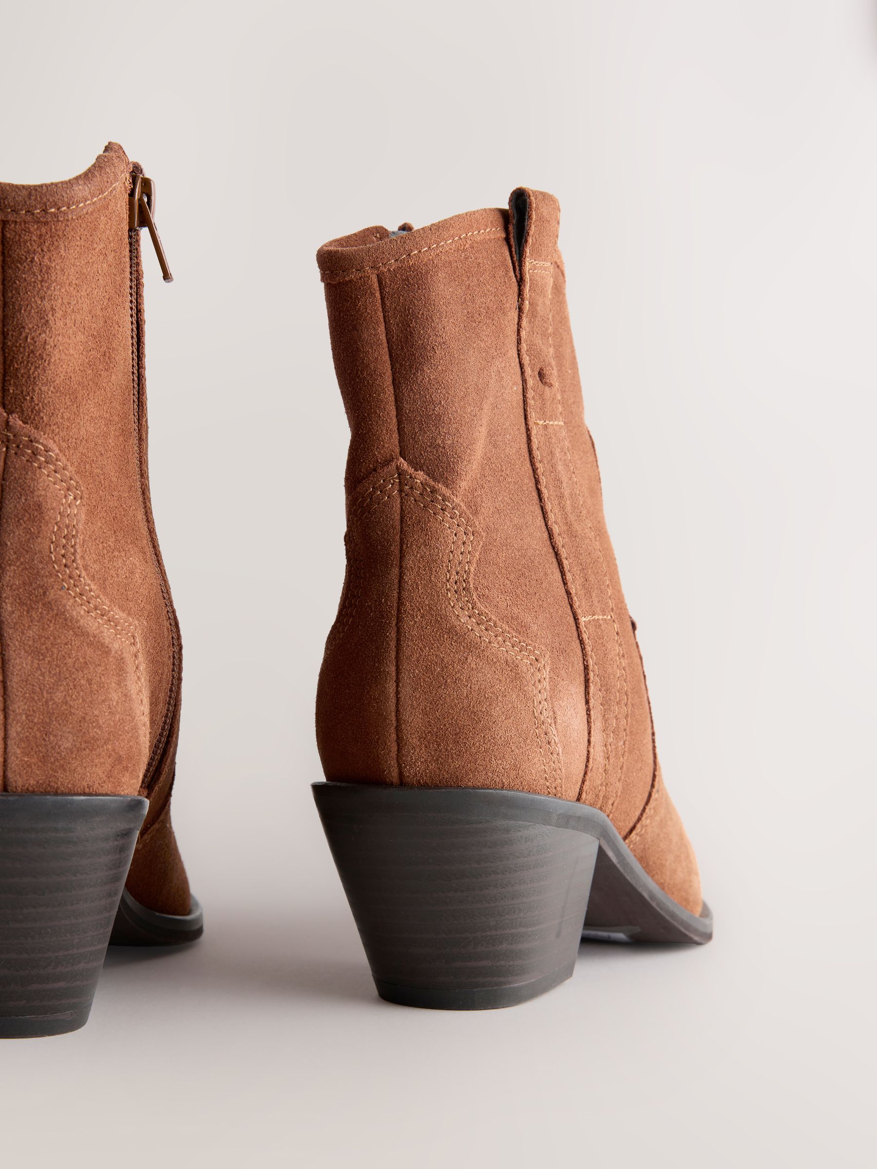 Buy Tan Brown Standard/Wide Fit Leather Ankle Cowboy Boots from the ...