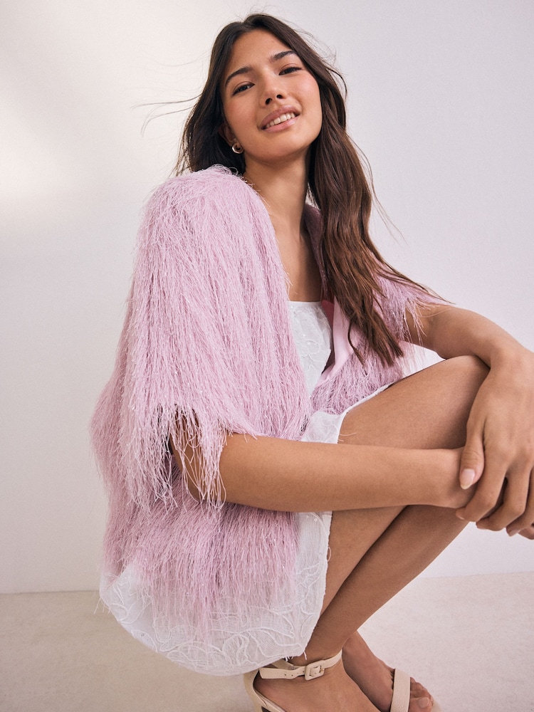 Buy Pink Cropped Feather Look Cover-Up from Next Malta
