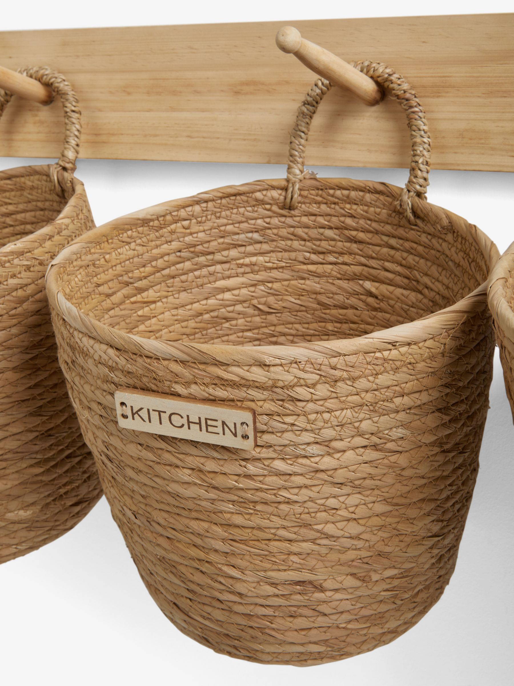 Buy Set of 3 Natural Hanging Baskets and Wall Hooks from the Next UK ...