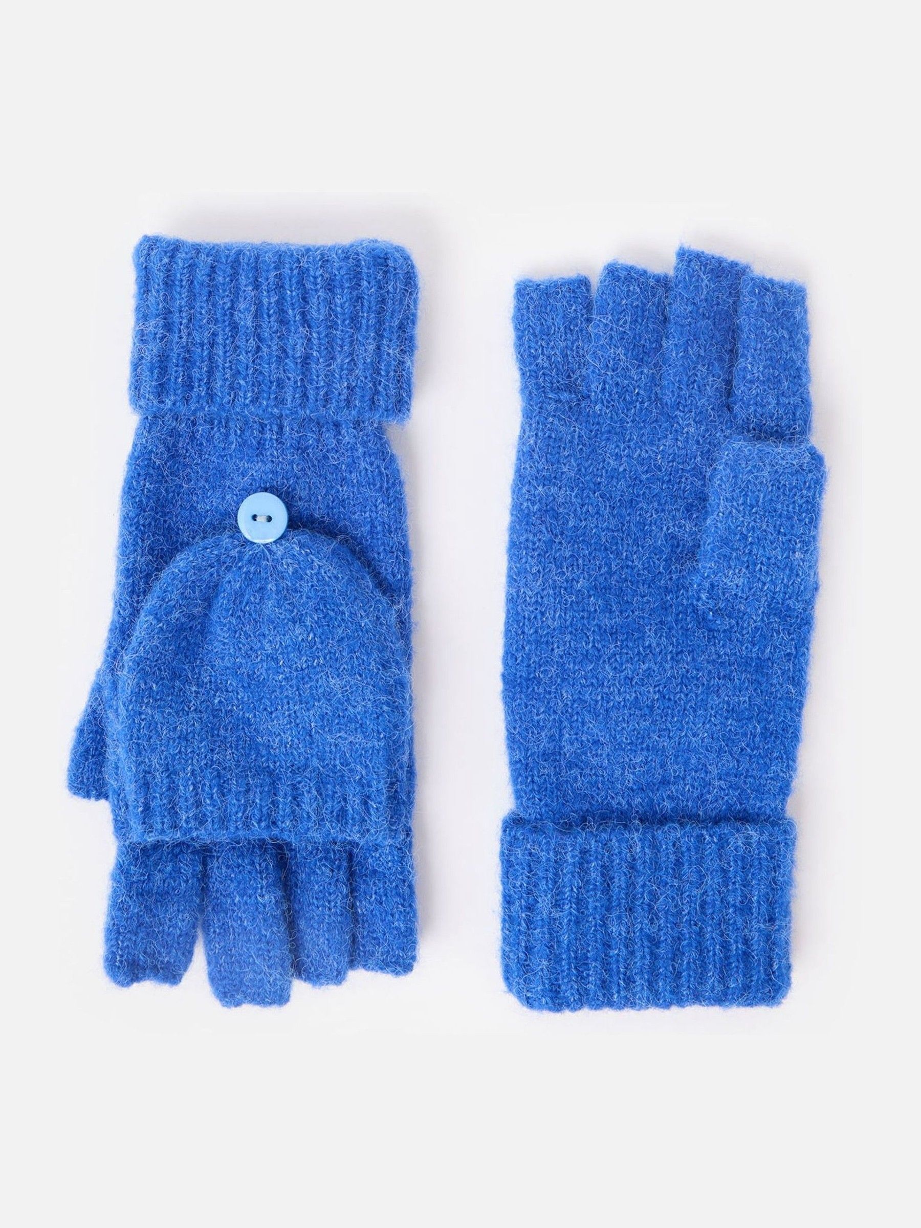 Buy Oliver Bonas Blue Knitted Fingerless Mitten Gloves from the Next UK ...