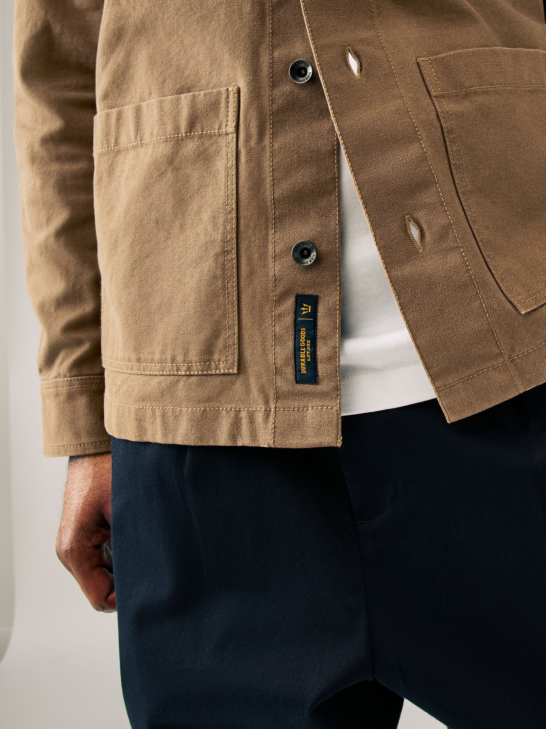 Buy Tan Brown Canvas Chore 100% Cotton Jacket With Corduroy Collar from ...