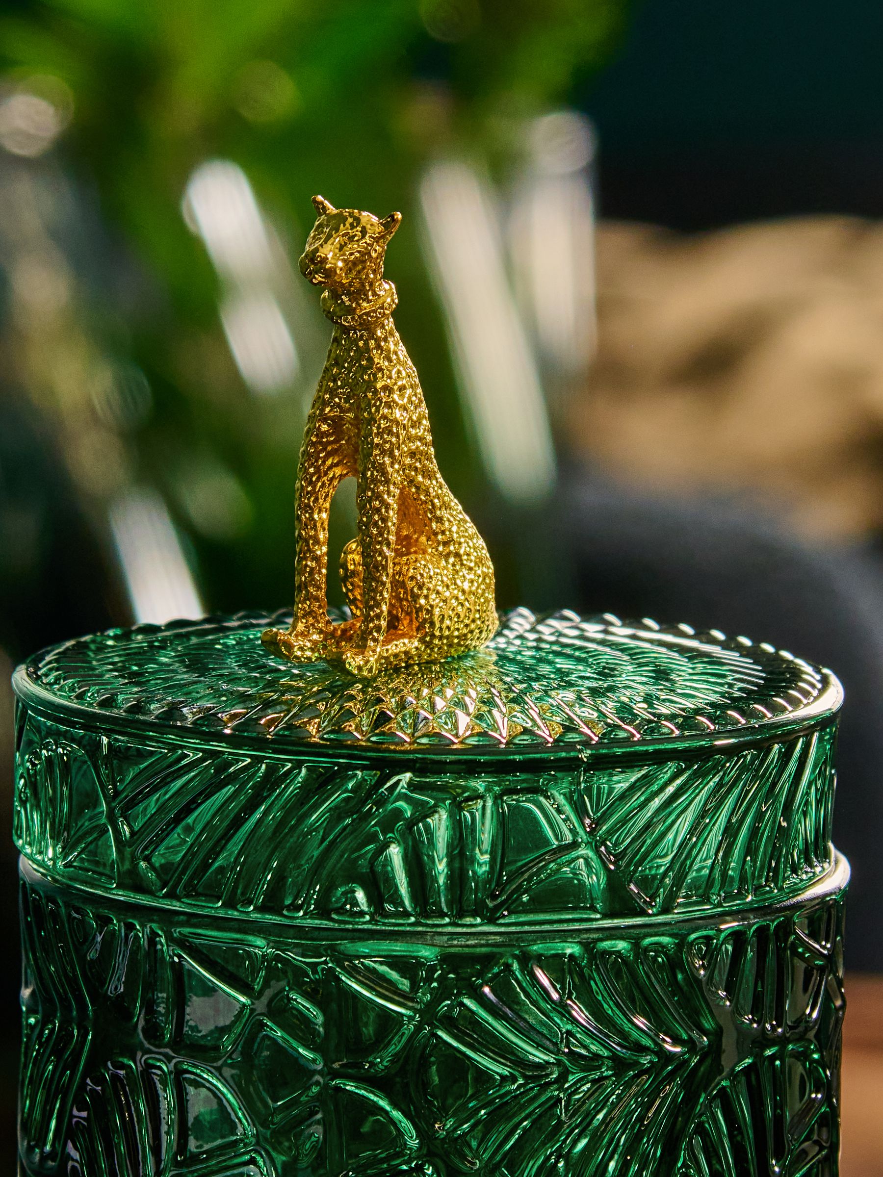Buy Green Glass Leopard Print Detail Trinket Pot from Next Australia