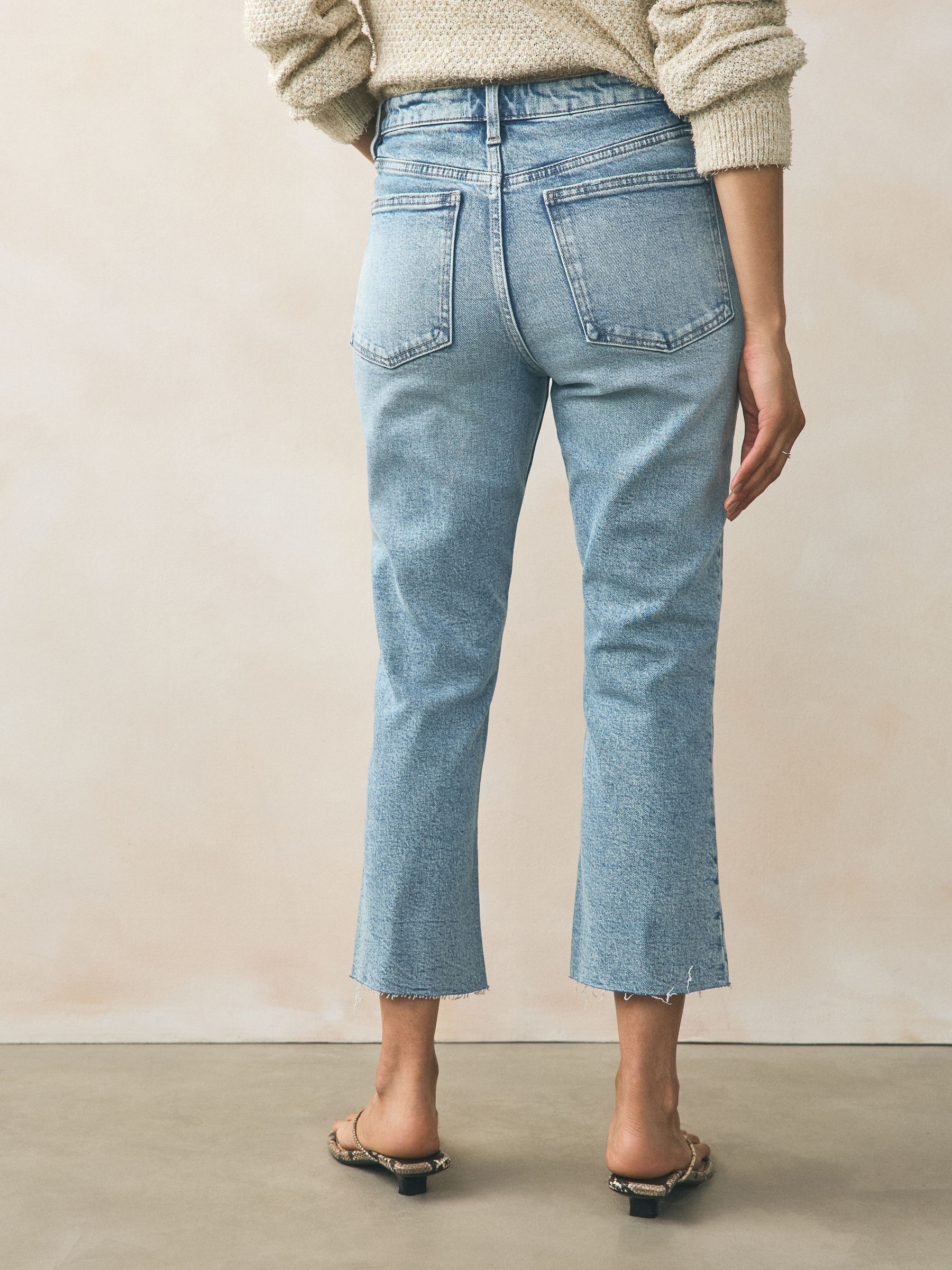 Buy Mid Blue Kick Flare Cropped Comfort Stretch Jeans from the Next UK ...