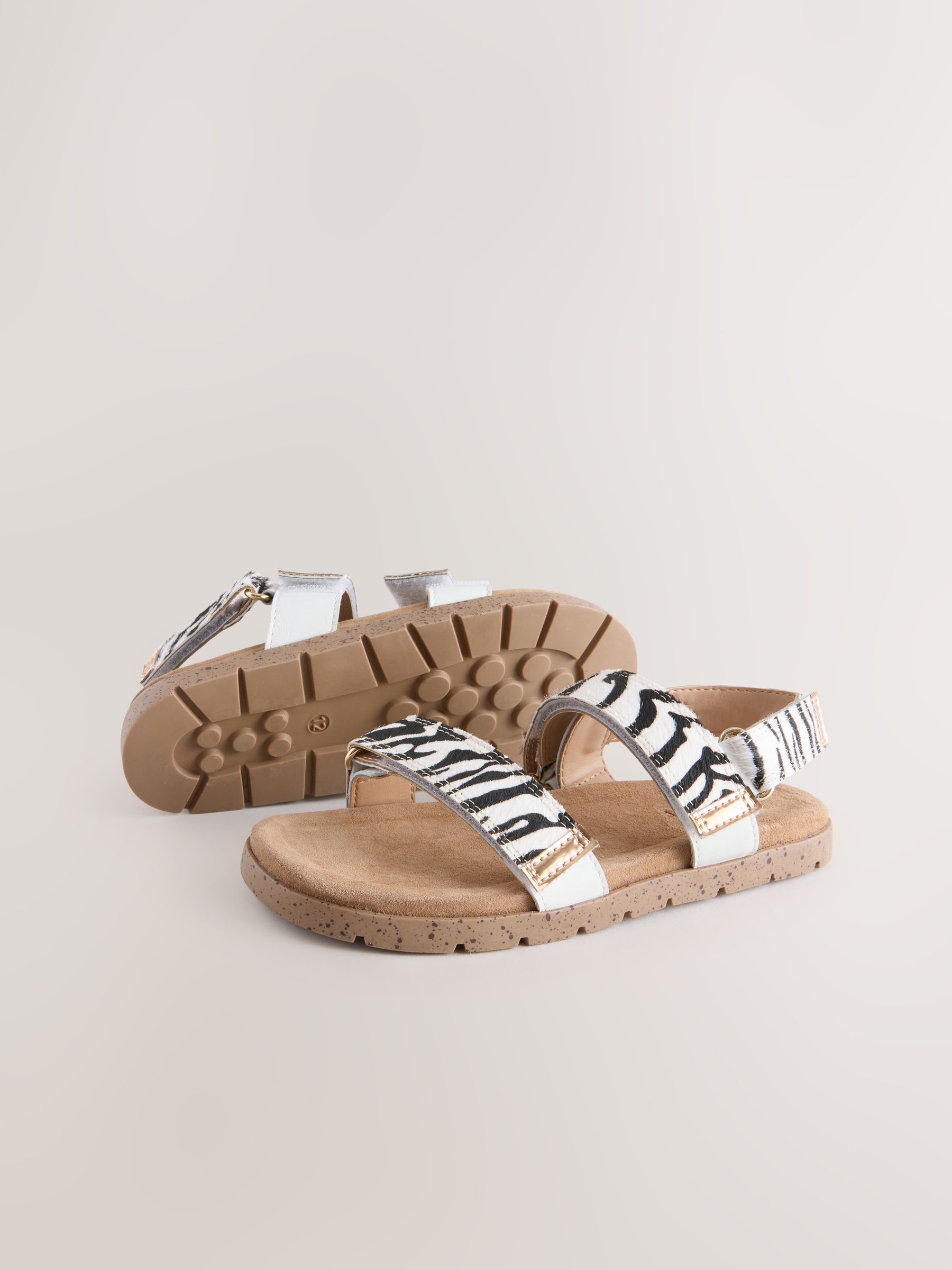 Buy Black/White Zebra Two Strap Sandals from the Next UK online shop