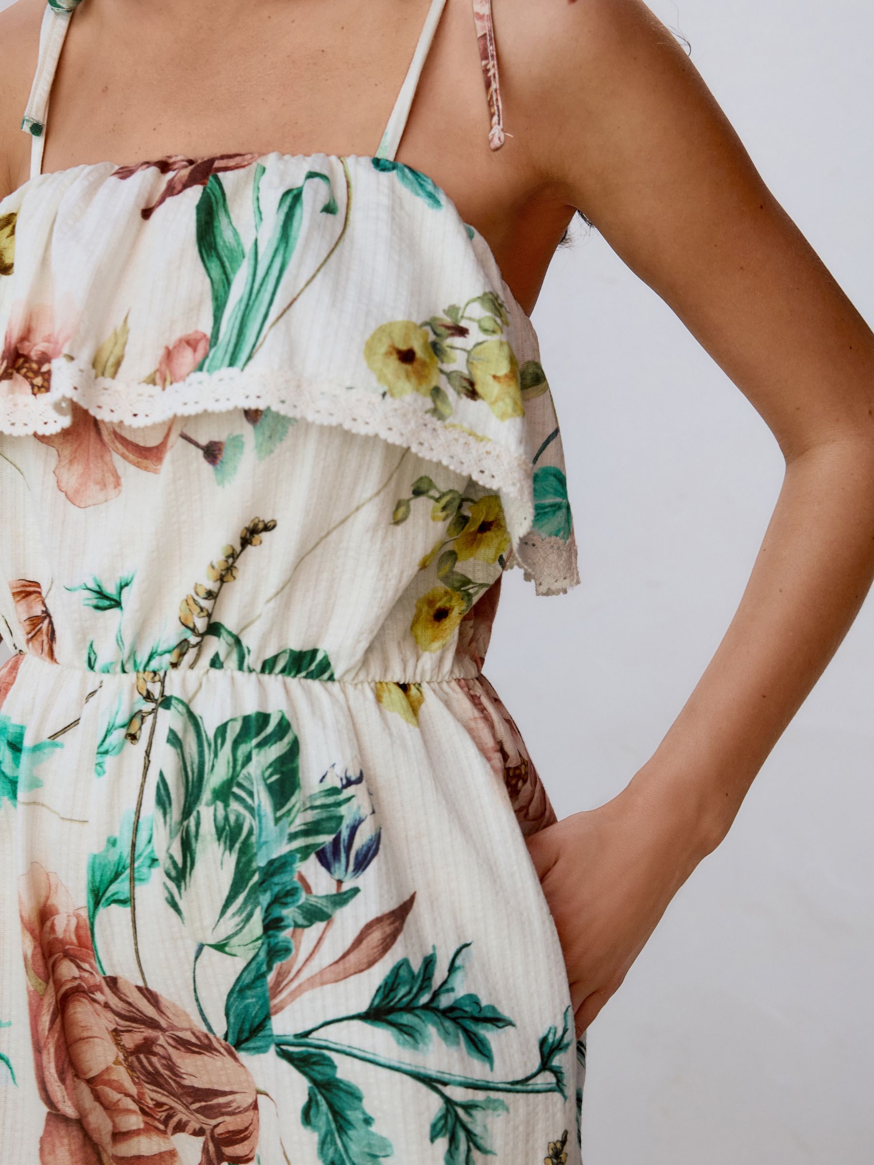 Buy White Ground Textured Jersey Frill Bandeau Playsuit from the Next ...