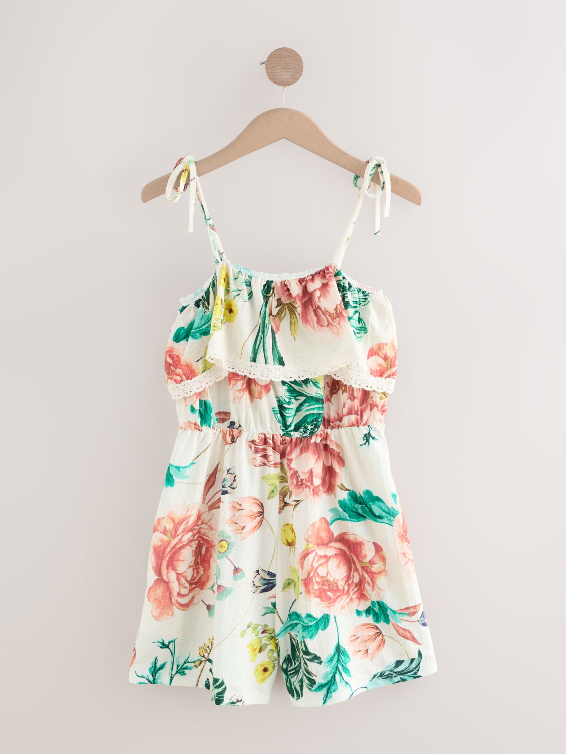 Buy White Ground Textured Jersey Frill Bandeau Playsuit from the Next ...
