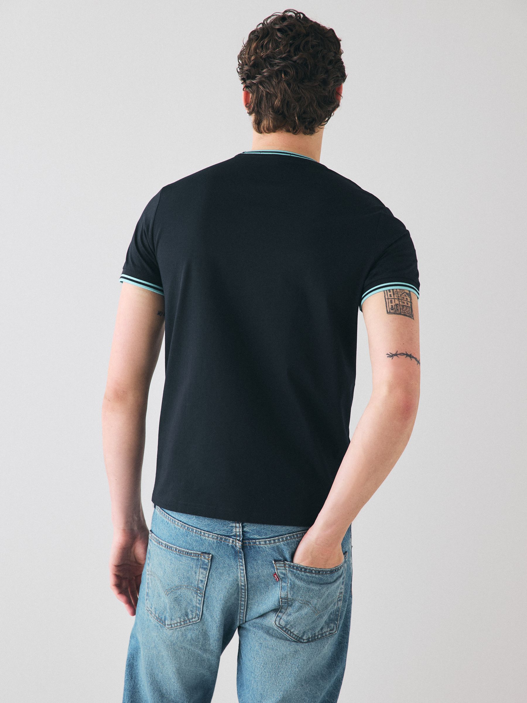 Buy Fred Perry Lapis Blue Fred Perry Twin Tipped Logo T-Shirt from the ...