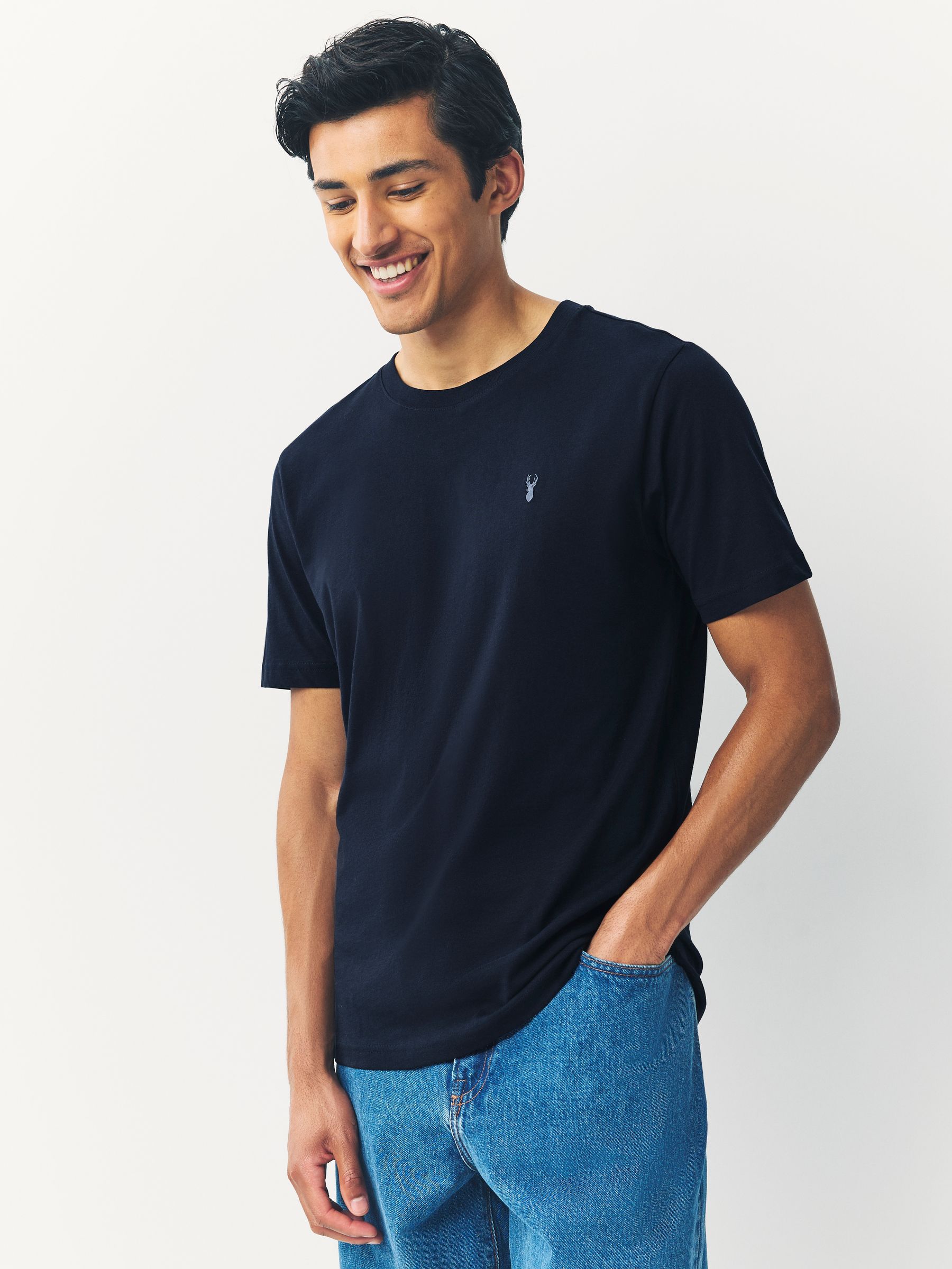 Buy Navy Blue Slim Fit Stag T-Shirt from the Next UK online shop