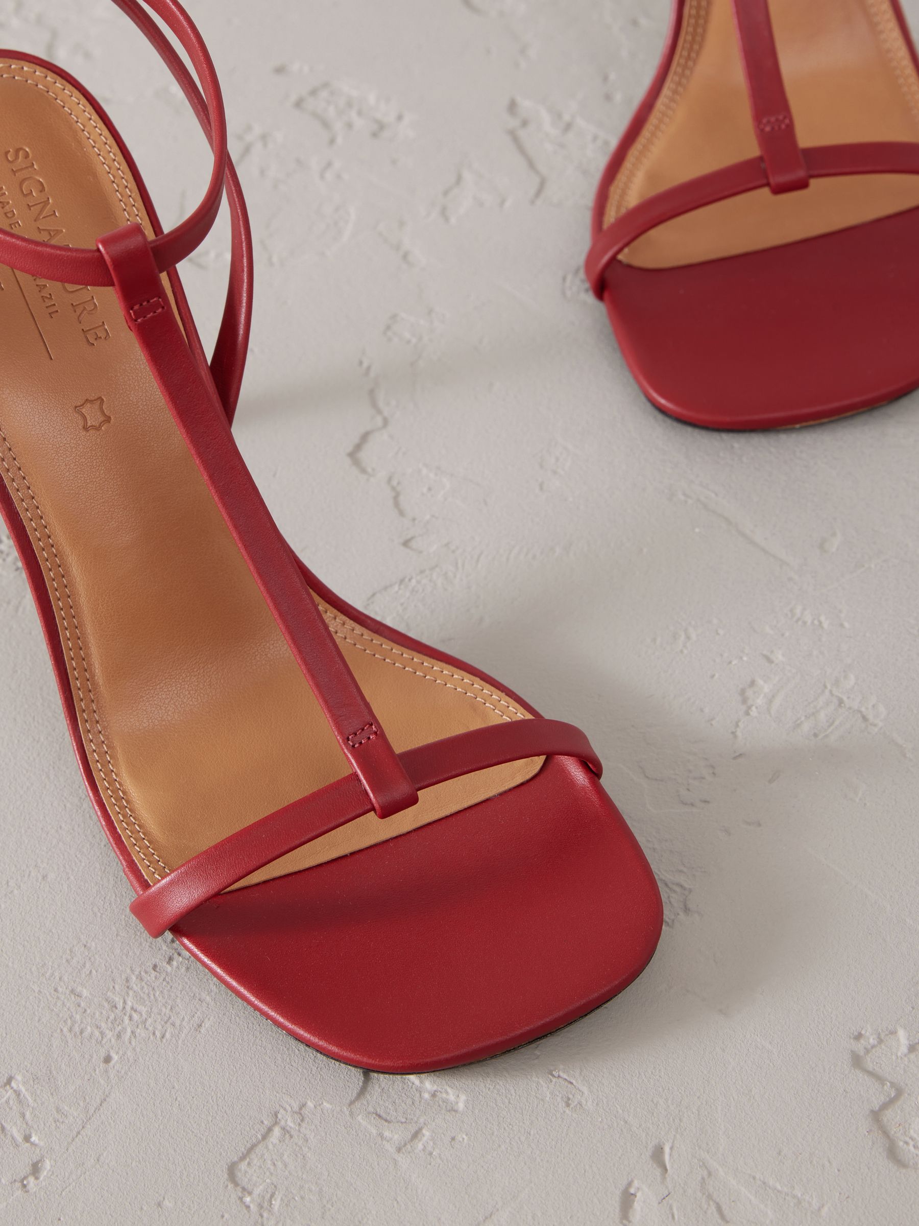 Buy Red Signature Premium Leather Skinny Strap Heeled Sandals from the ...