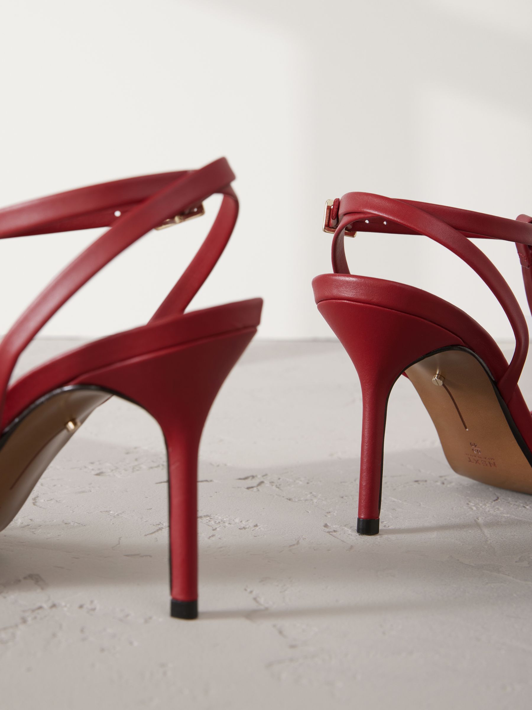 Buy Red Signature Premium Leather Skinny Strap Heeled Sandals from the ...