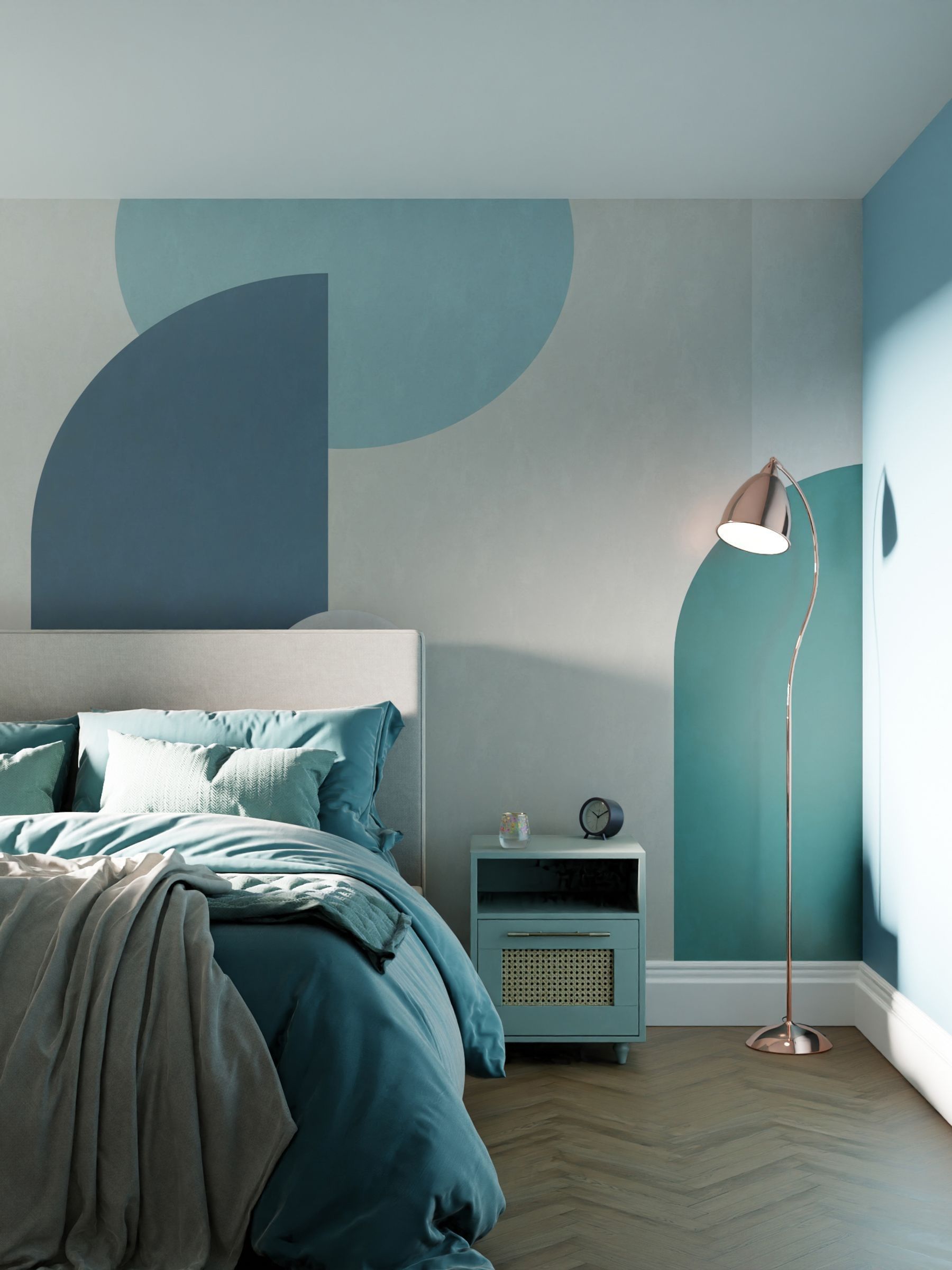 Buy Art For The Home Teal Curve & Arch Geo Fixed Size 4M Mural from the ...