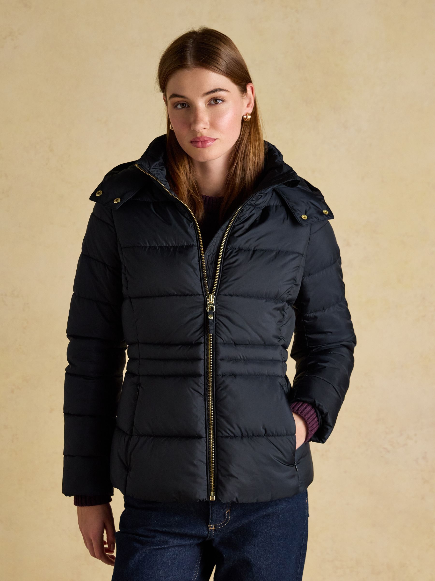 Buy Joules Hadlow Navy Showerproof Padded Coat with Hood from the Next ...