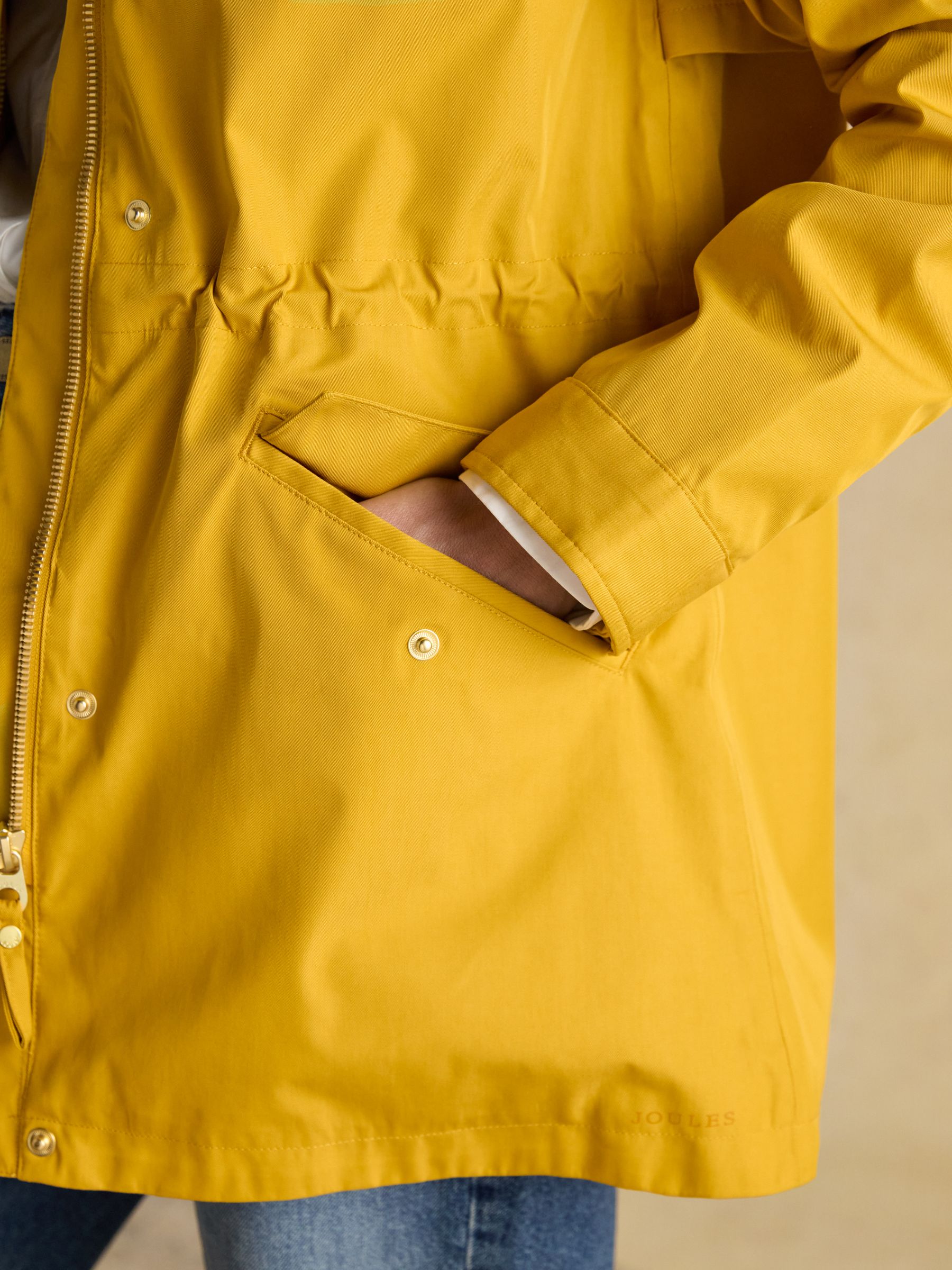 Buy Joules Portwell Yellow Waterproof Raincoat With Hood and Adjustable ...