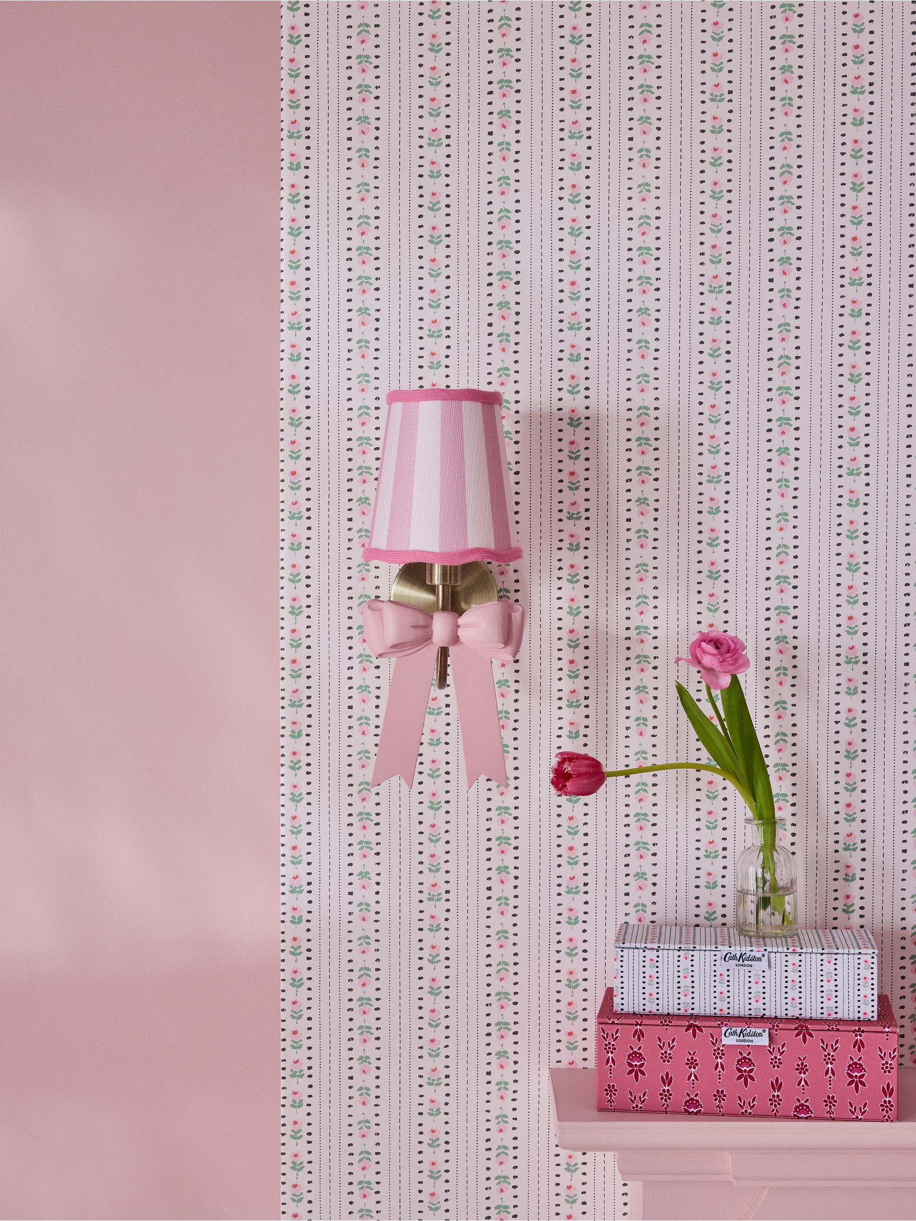 Buy Cath Kidston Pink/White Stripe Canopy Bow Wall Light from the Next ...