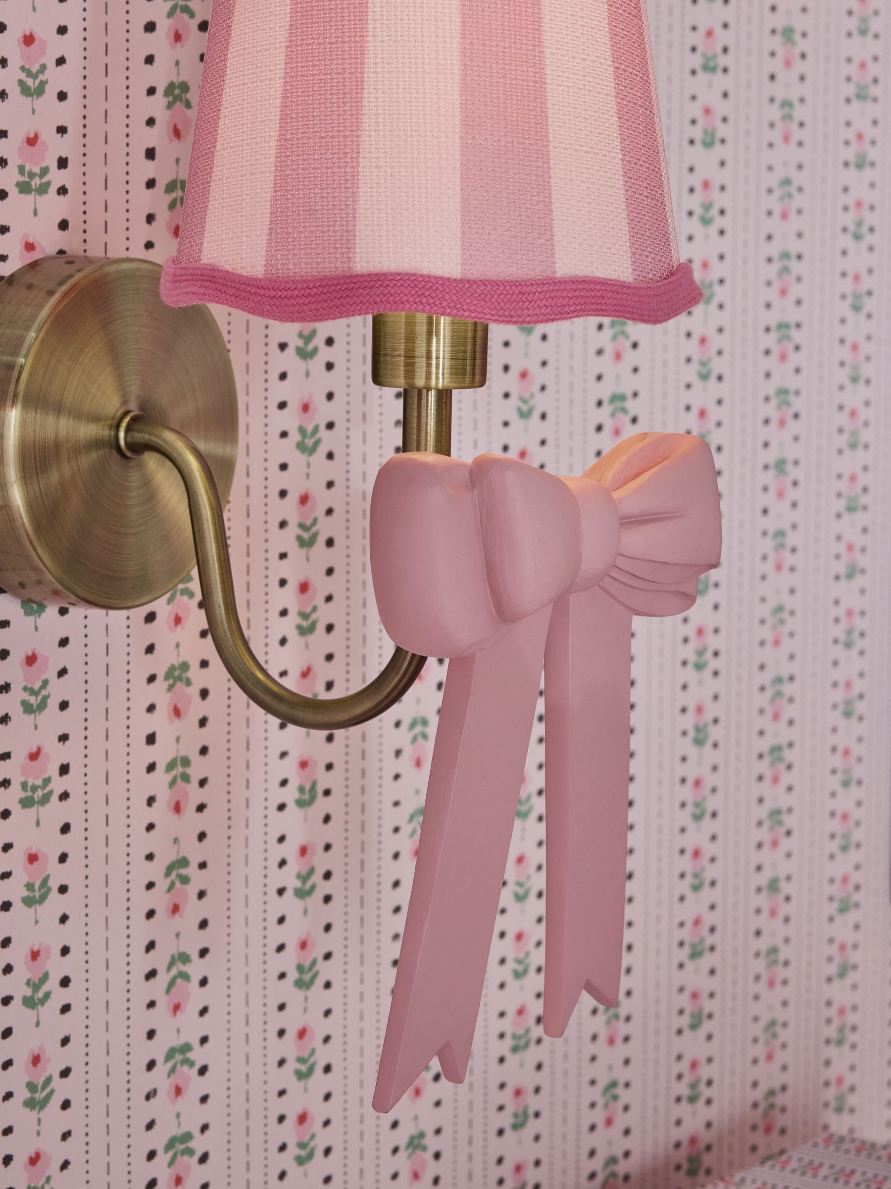 Buy Cath Kidston Pink/White Stripe Canopy Bow Wall Light from the Next ...
