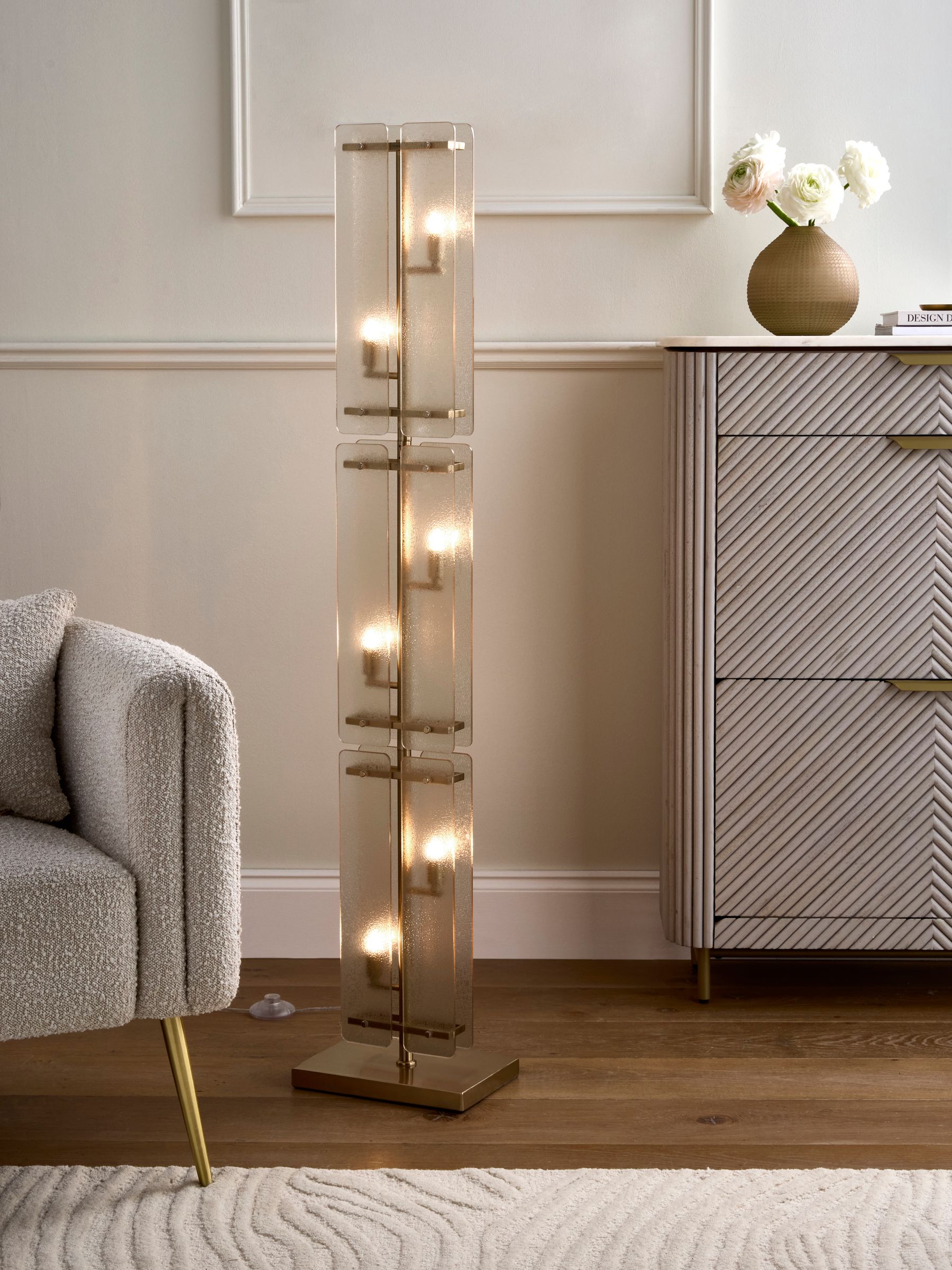 Buy Lipsy Champagne Gold Crackle Glass Floor Lamp from the Next UK ...