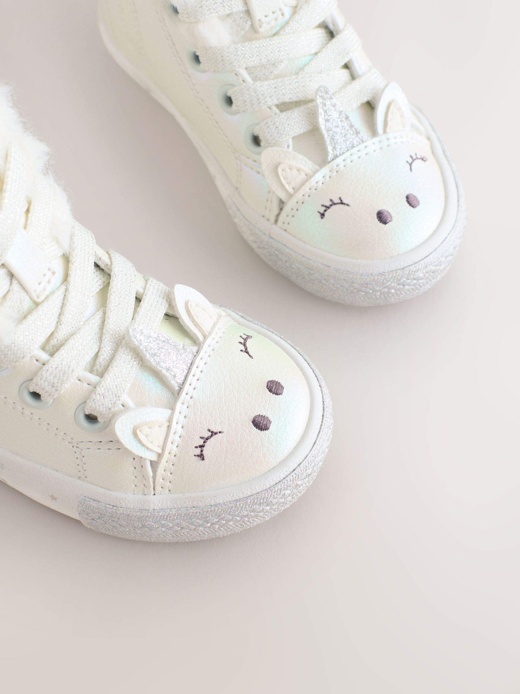 Buy White Shimmer Unicorn - Character High Top Trainers from Next Taiwan