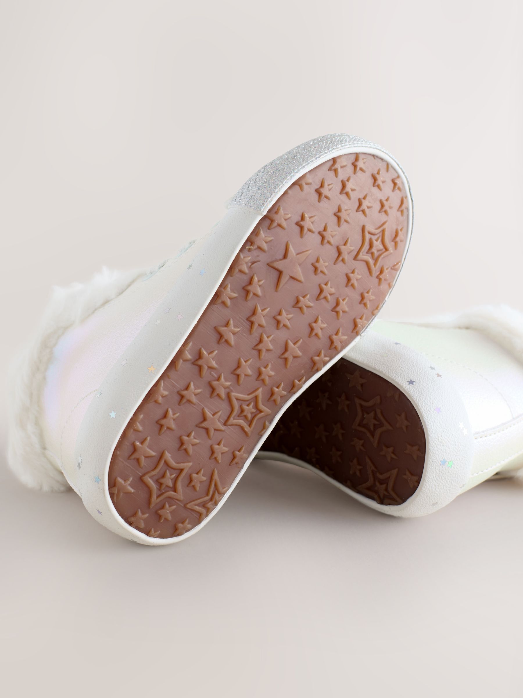 Buy White Shimmer Unicorn Standard Fit (F) Character High Top Trainers ...