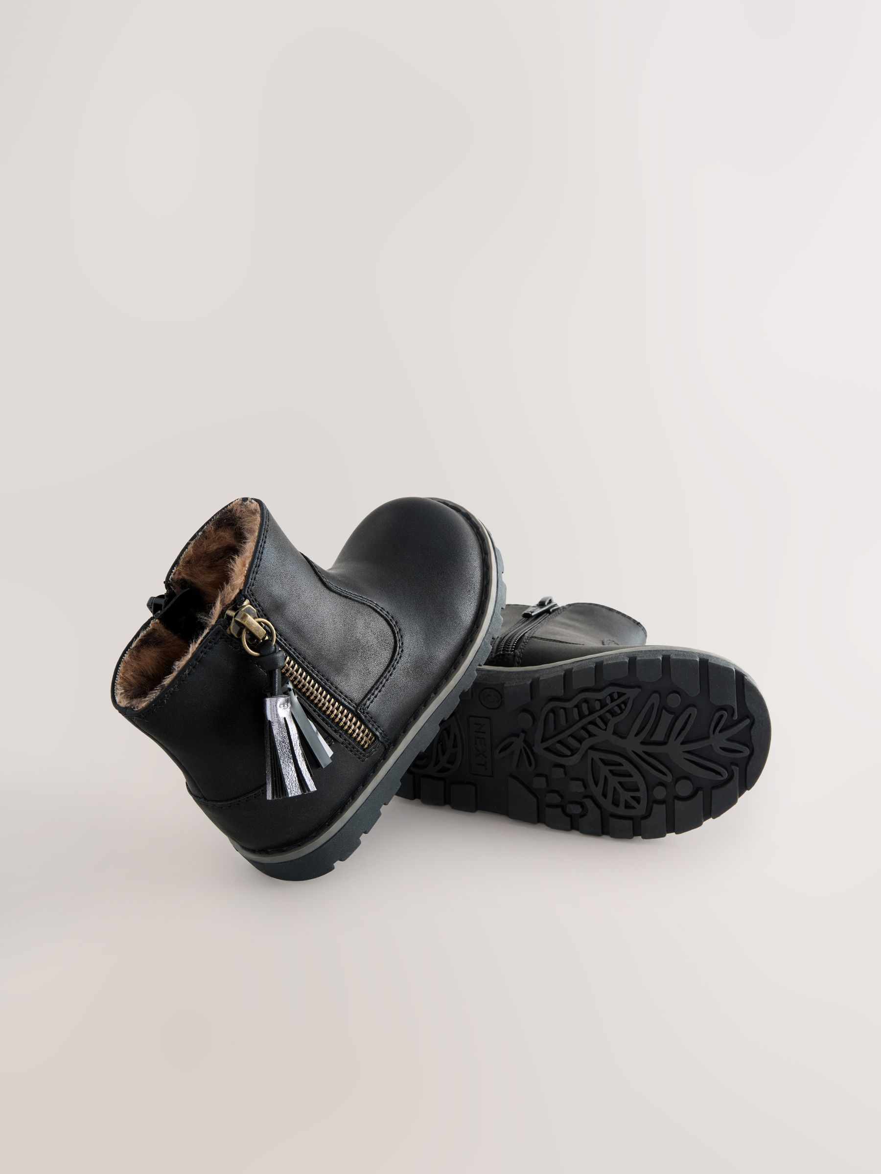 Buy Black Standard Fit (F) Chelsea Zip Tassel Ankle Boots from the Next ...