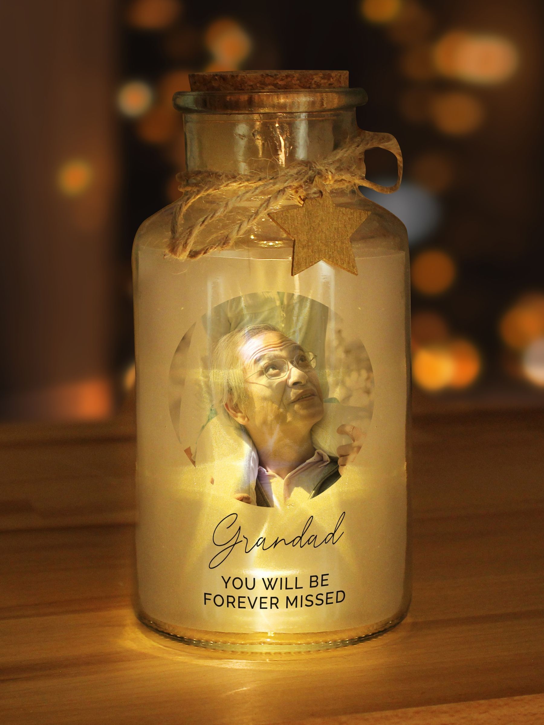 Buy Personalised Memorial Photo Upload LED Light Up Glass Jar by PMC ...
