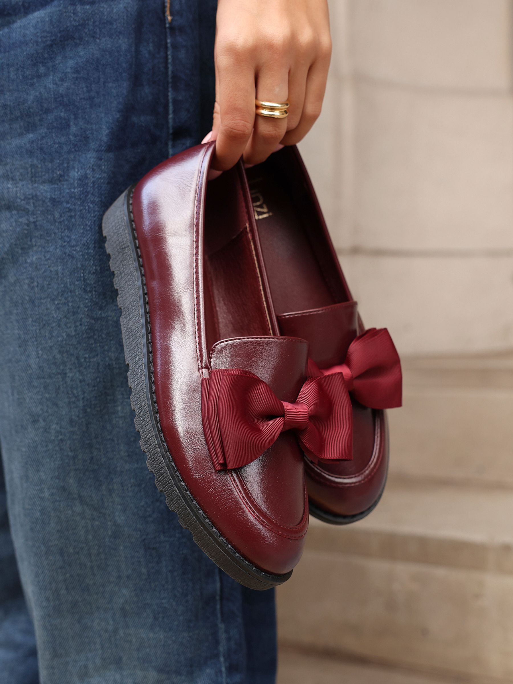 Buy Linzi Red Cathy Platform Loafers with Large Bow from the Next UK ...
