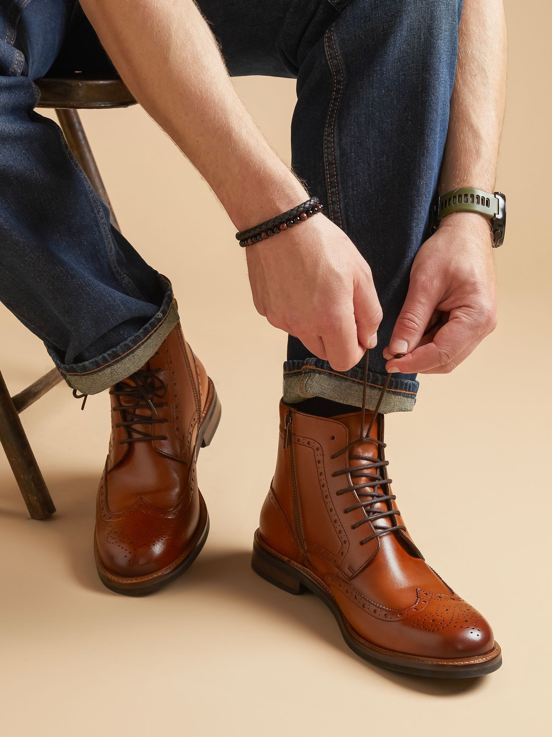 Buy Jones Bootmaker Natural Fletcher Leather Boots from the Next UK ...