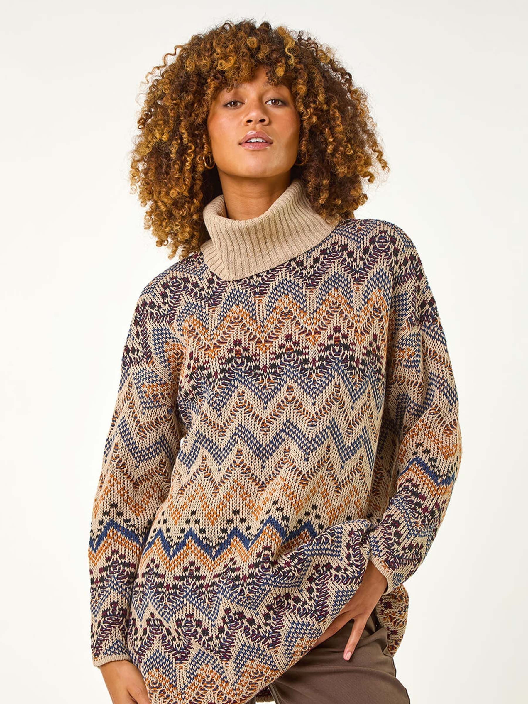 Buy Roman Black Jacquard Pattern Turtle Neck Knit Jumper from the Next ...