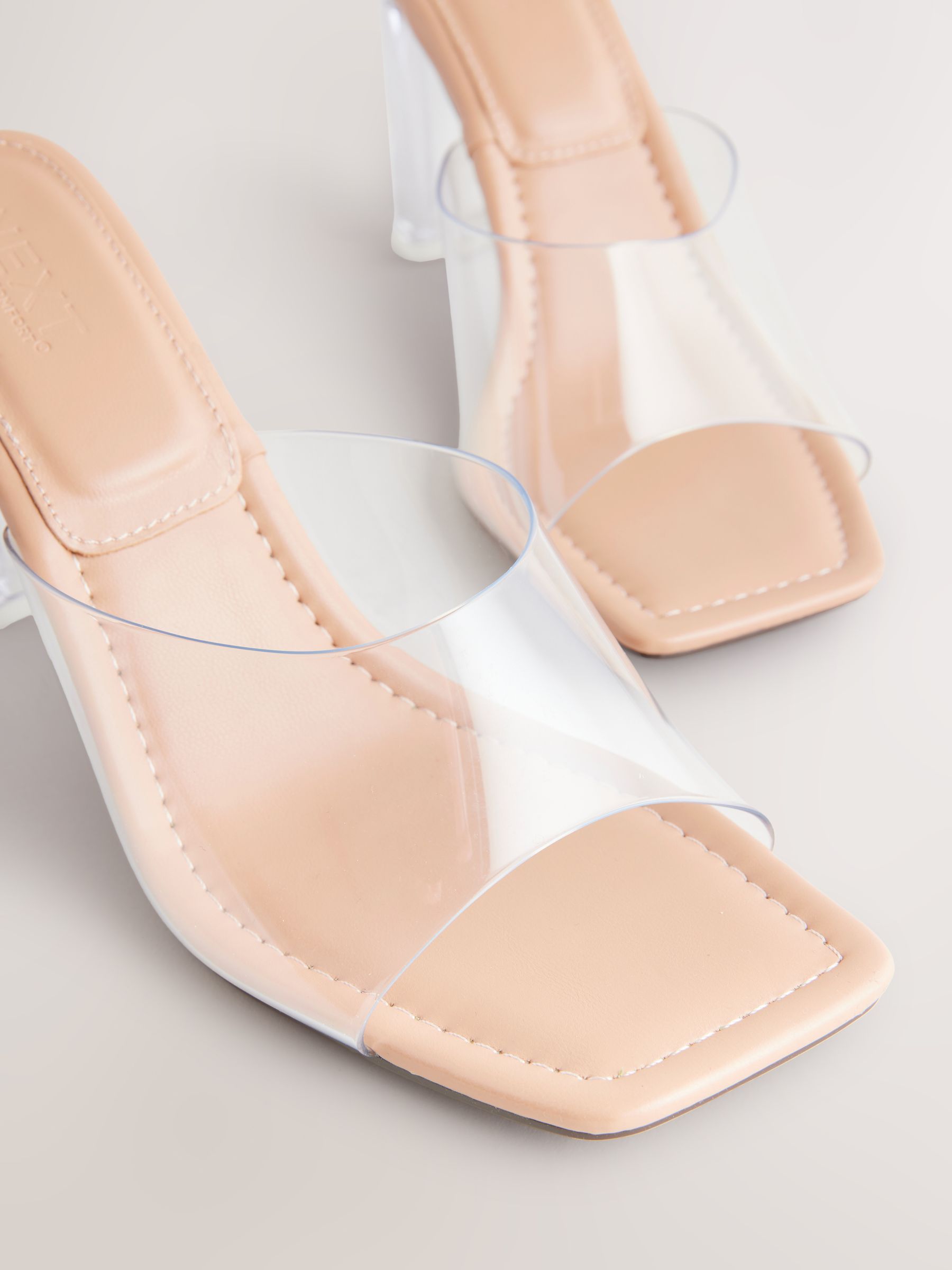 Buy Clear Forever Comfort® Square Toe Vinyl Block Heel Mules from the ...