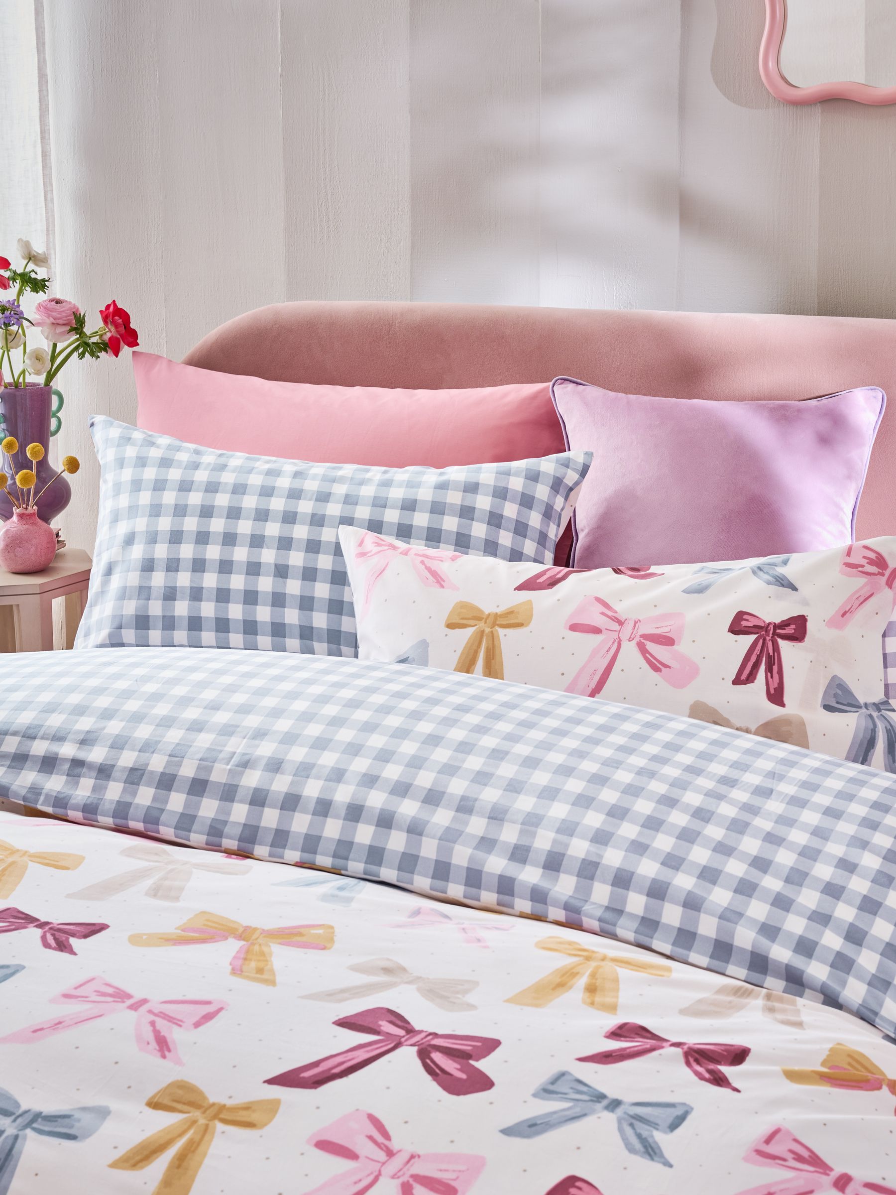 Buy Multicolour Bows Reversible Duvet Cover and Pillowcase Set from the ...