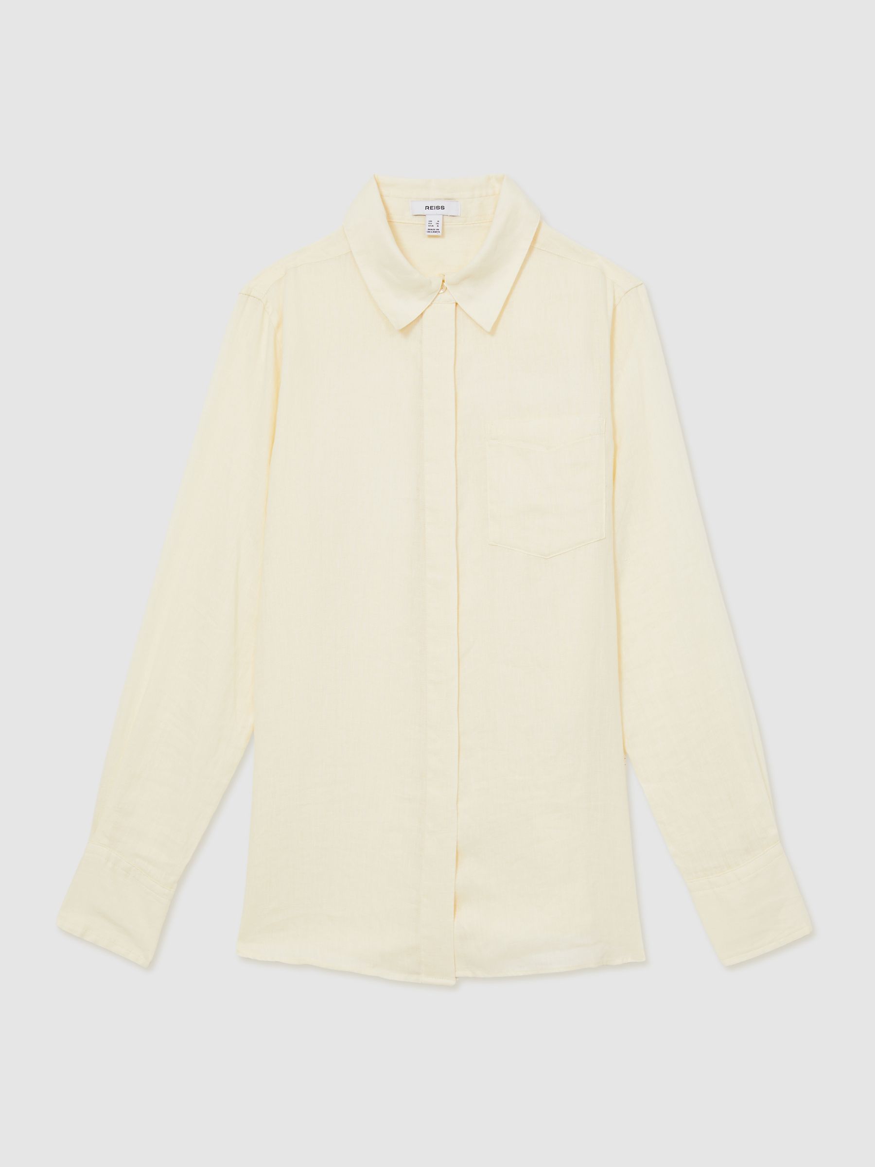 Buy Reiss Pale Yellow Belle Linen Button-Through Shirt from the Next UK ...