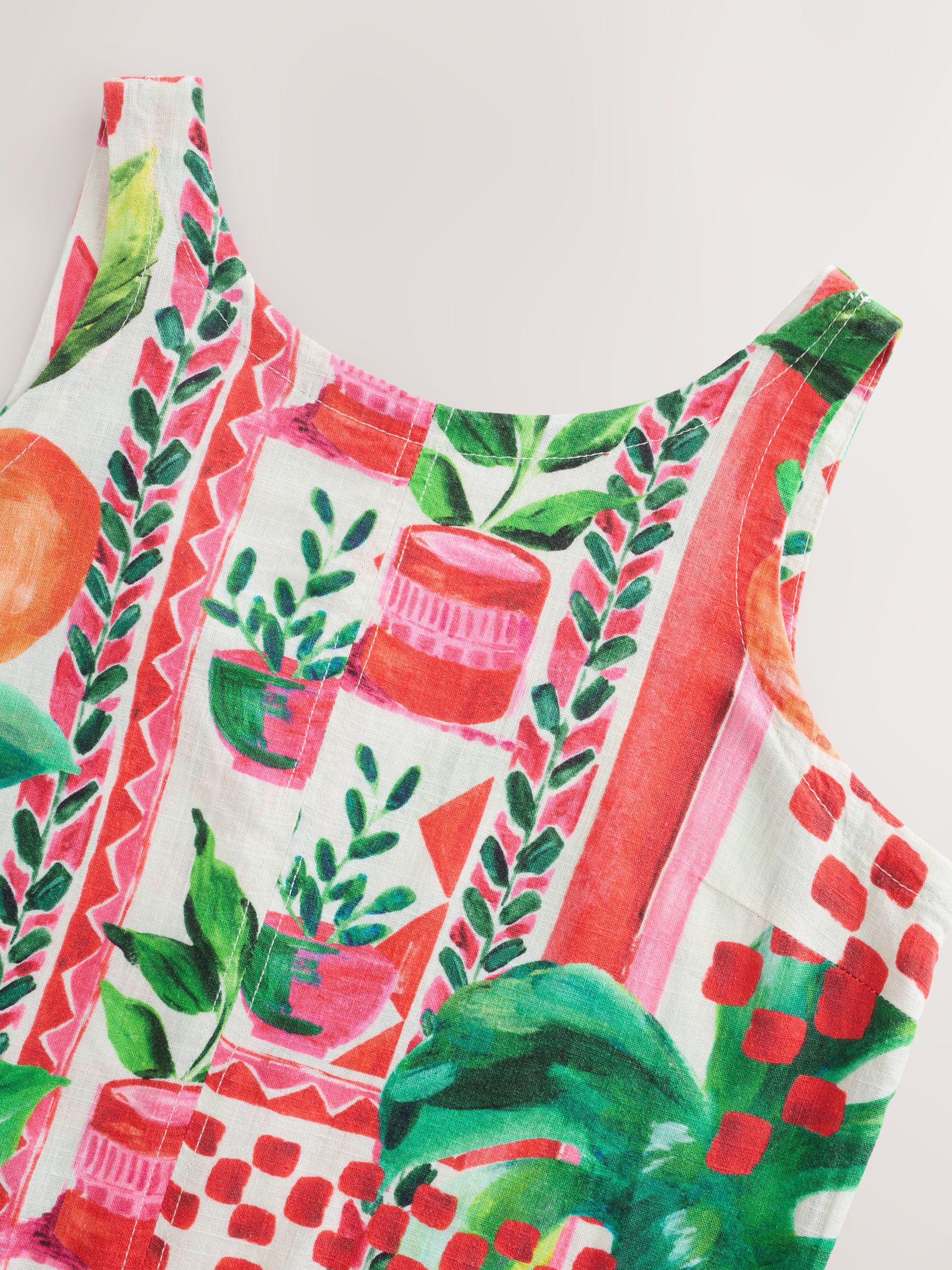 Buy Red Floral Fruit Print Scoop Back Mini Shift Dress With Linen from ...