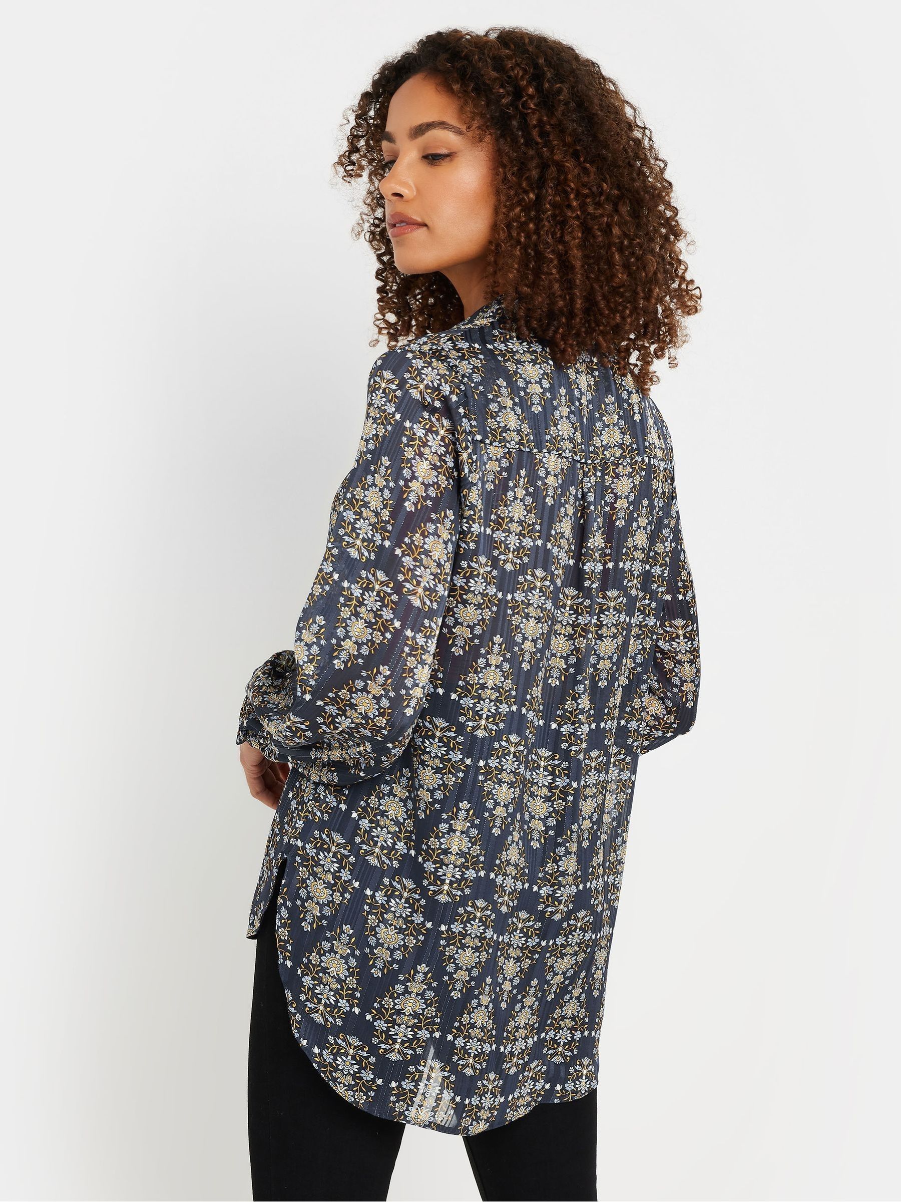 Buy M&Co Blue Shadow Metallic Stripe Shirt from the Next UK online shop