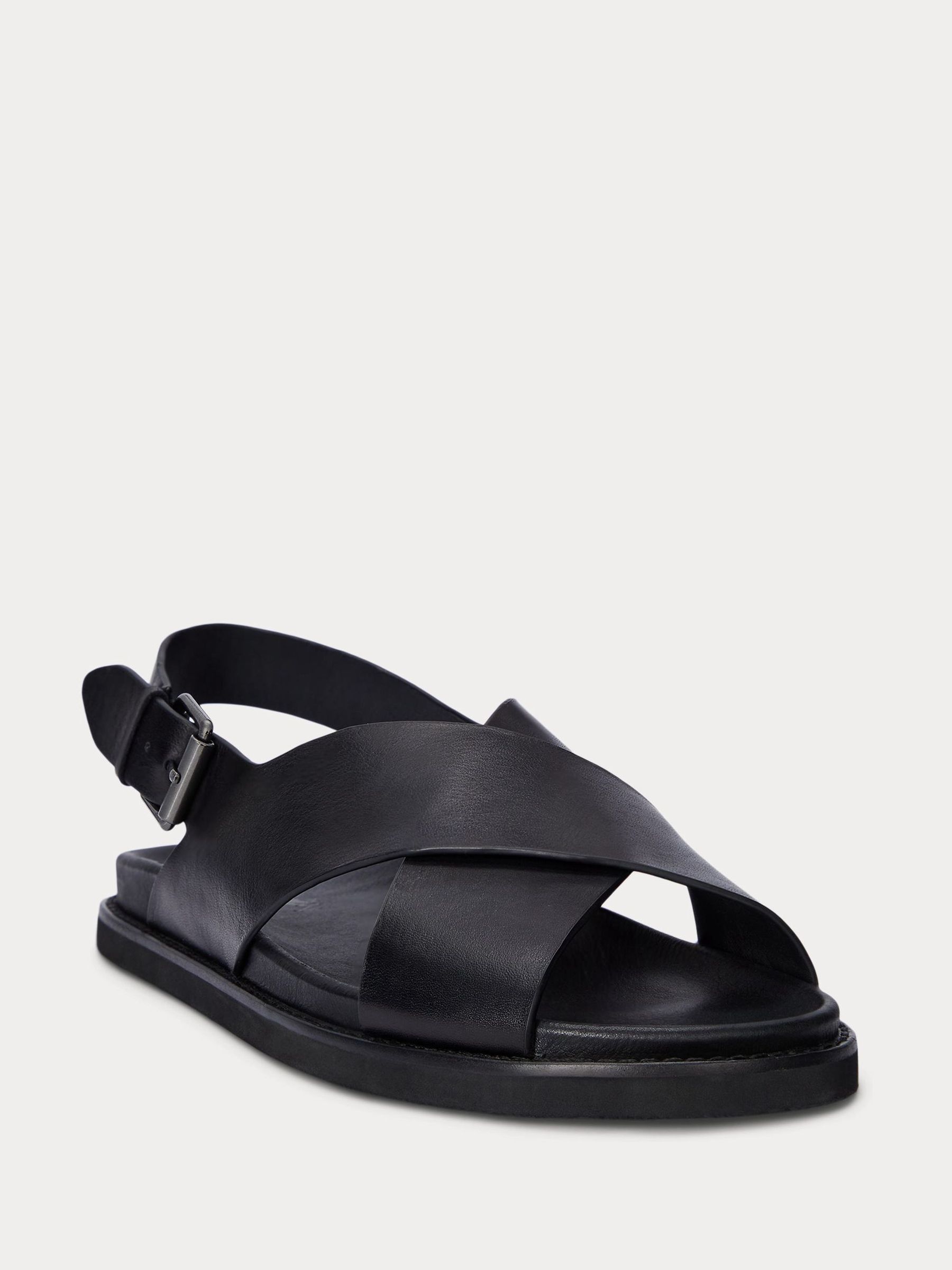 Buy Polo Ralph Lauren Black Zane Leather Cross Strap Sandals from the ...
